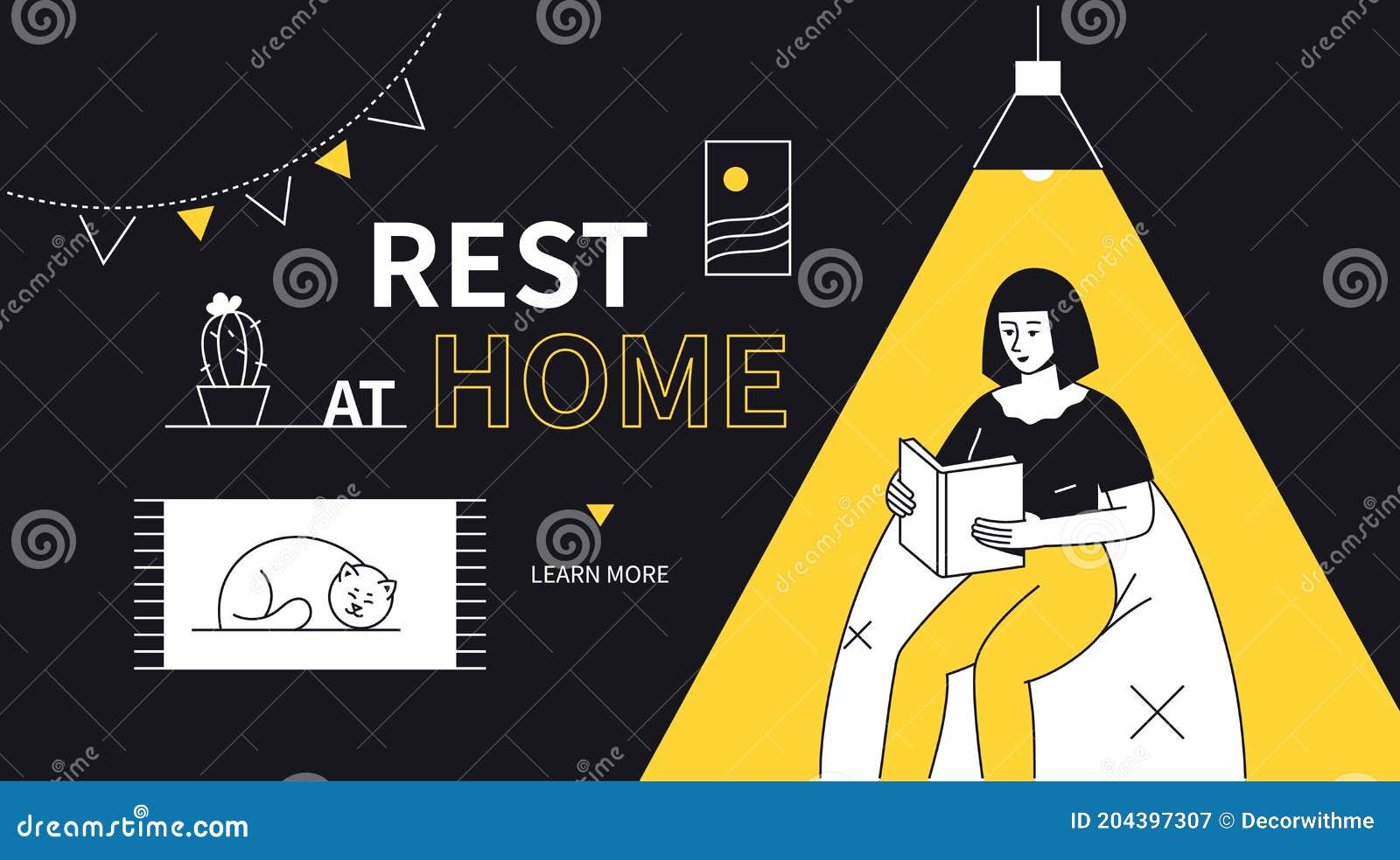 Rest at Home - Modern Flat Design Style Web Banner Stock Vector ...