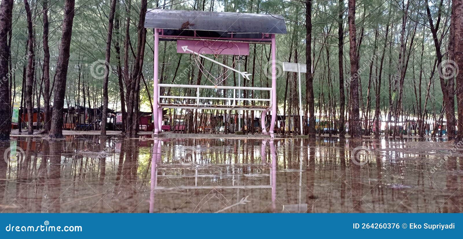 Rest Hut on the Beach Which is Flooded with Rain Water Stock Photo ...