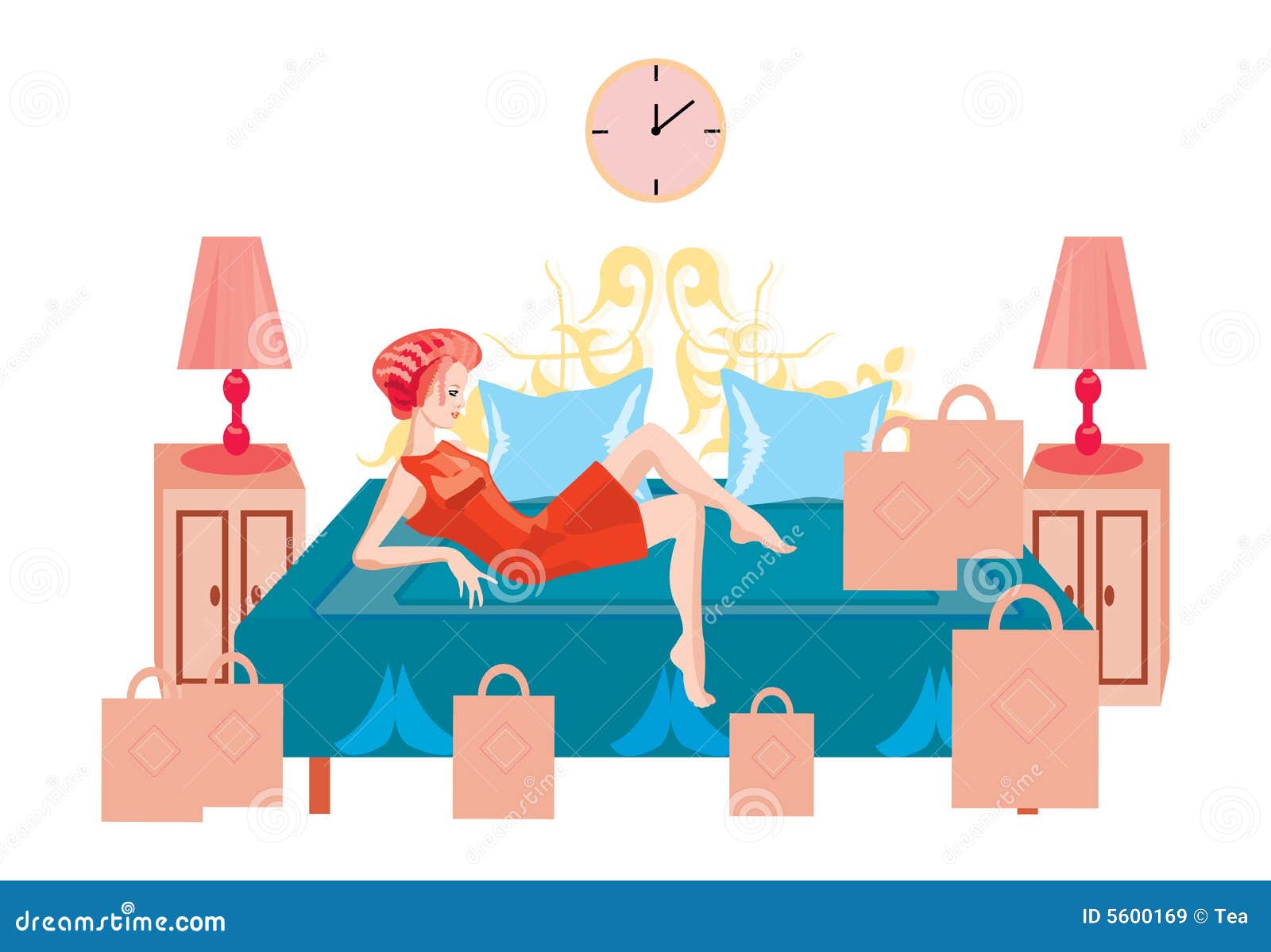 Rest nach dem Einkauf vektor abbildung. Illustration von borduhr - 5600169