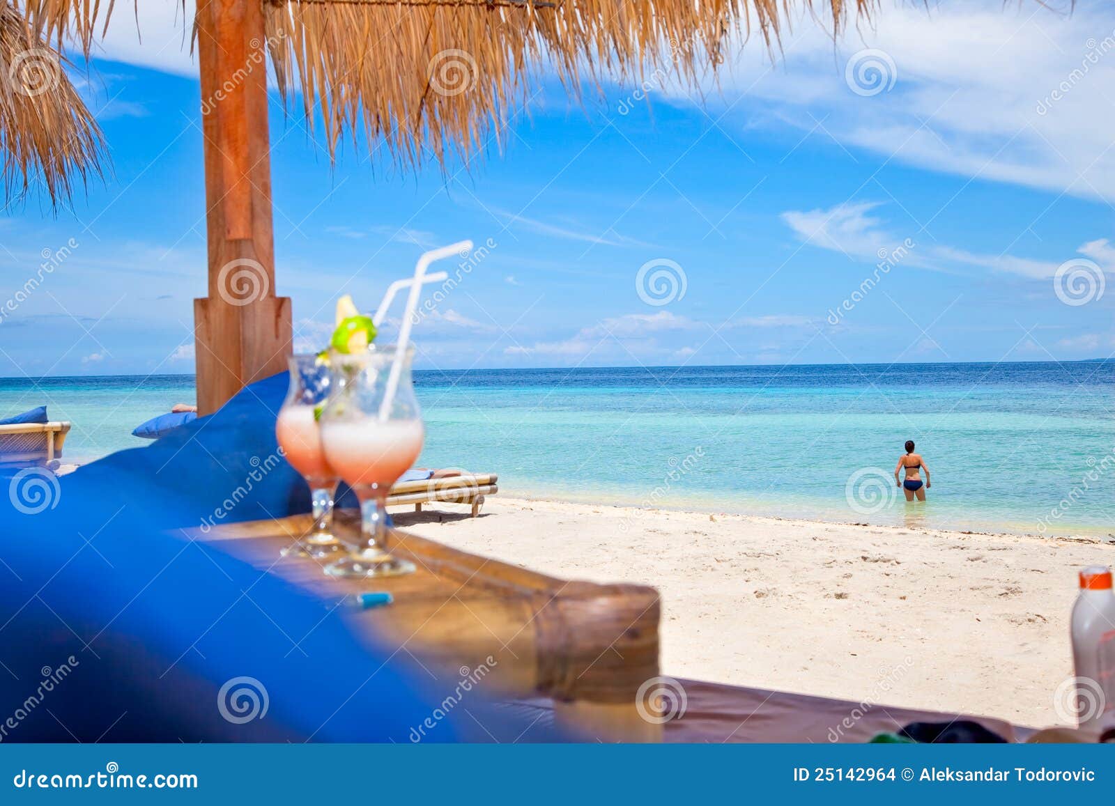 Rest Pavilion on Tropical Beach Stock Photo - Image of islands, outdoor ...