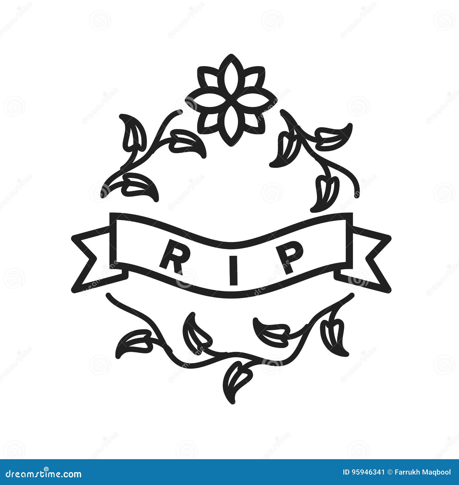 Rest in Peace stock vector. Illustration of petals, cemetery - 95946341