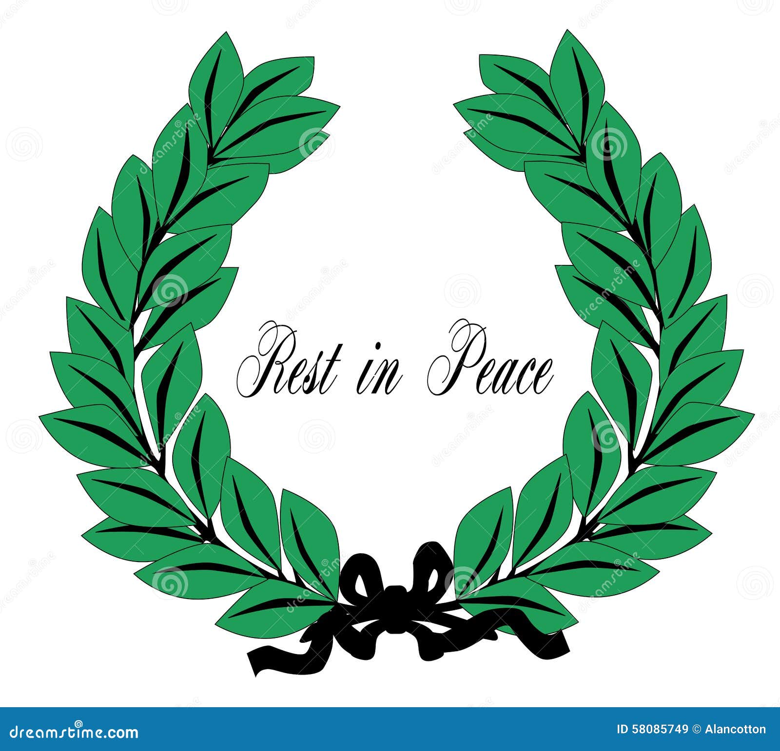 Rest in Peace Wreath and Ribbon Stock Illustration - Illustration of ...