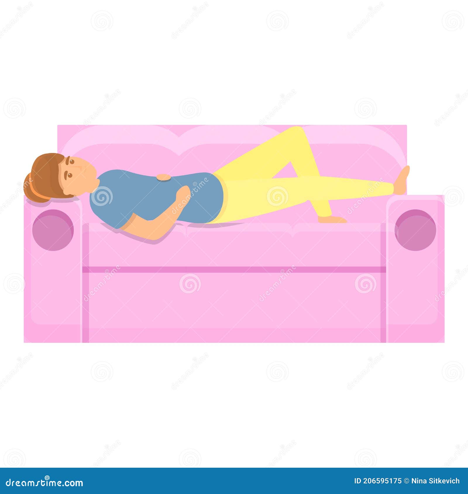 Rest on Sofa Self Care Icon, Cartoon Style Stock Illustration ...