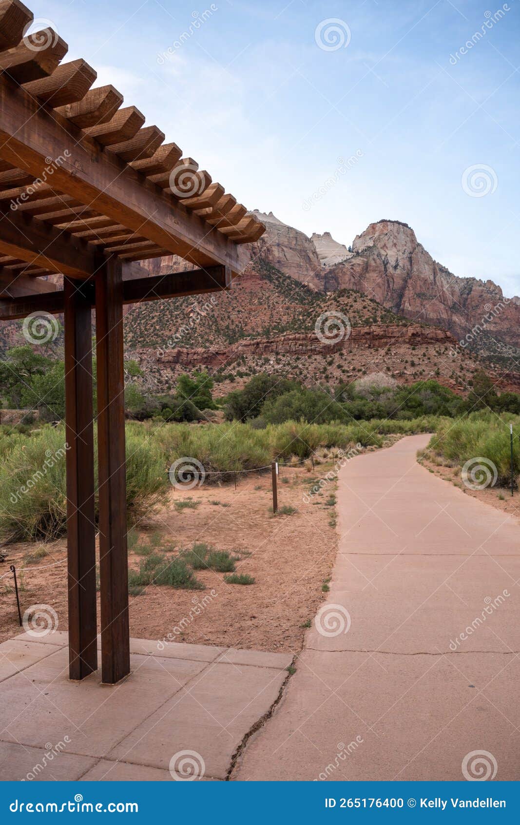 Rest Stop Along Paved Trail in Zion Stock Photo - Image of evening ...