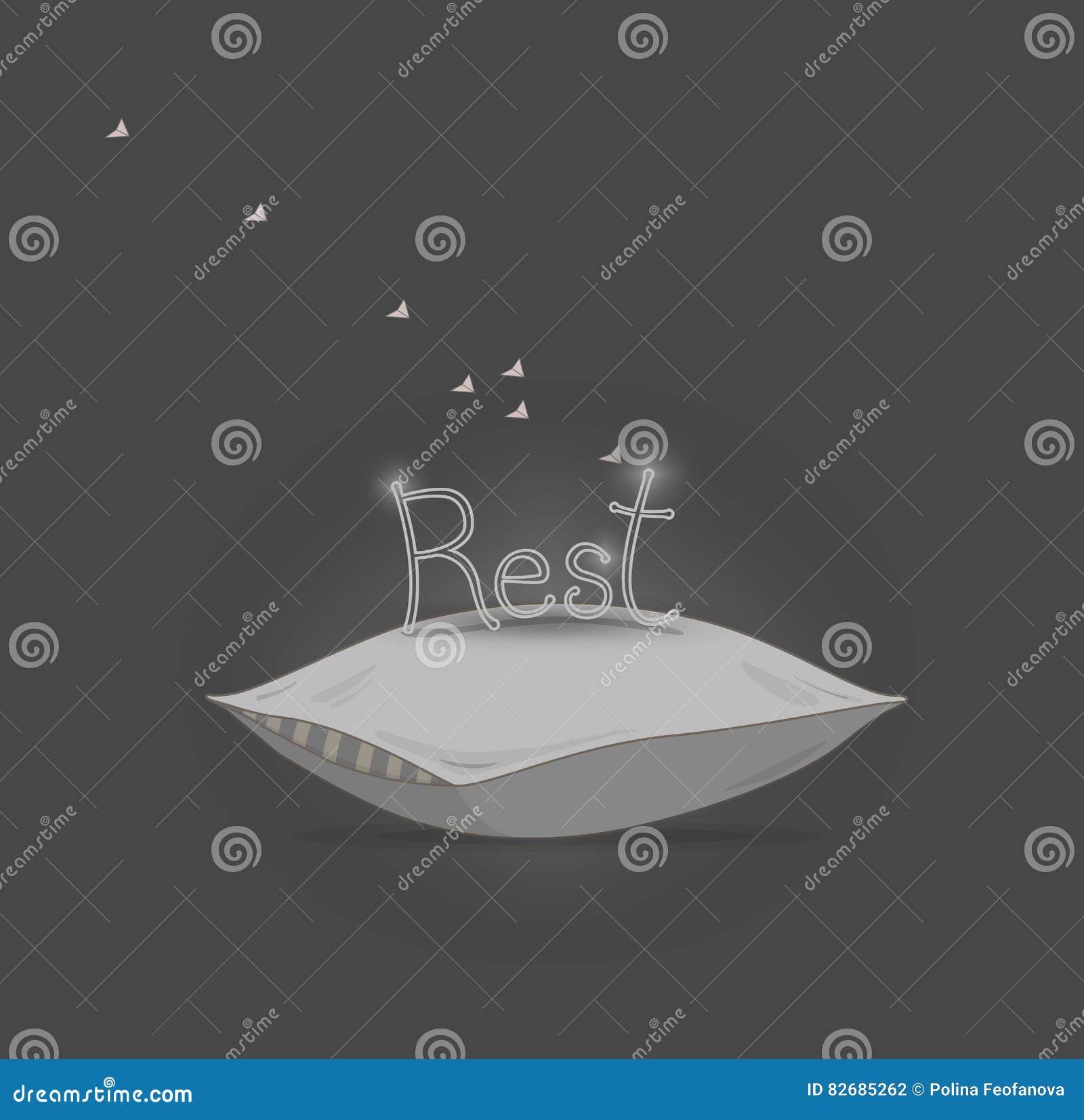 Rest. White Pillow on Grey Background with Text Stock Vector ...