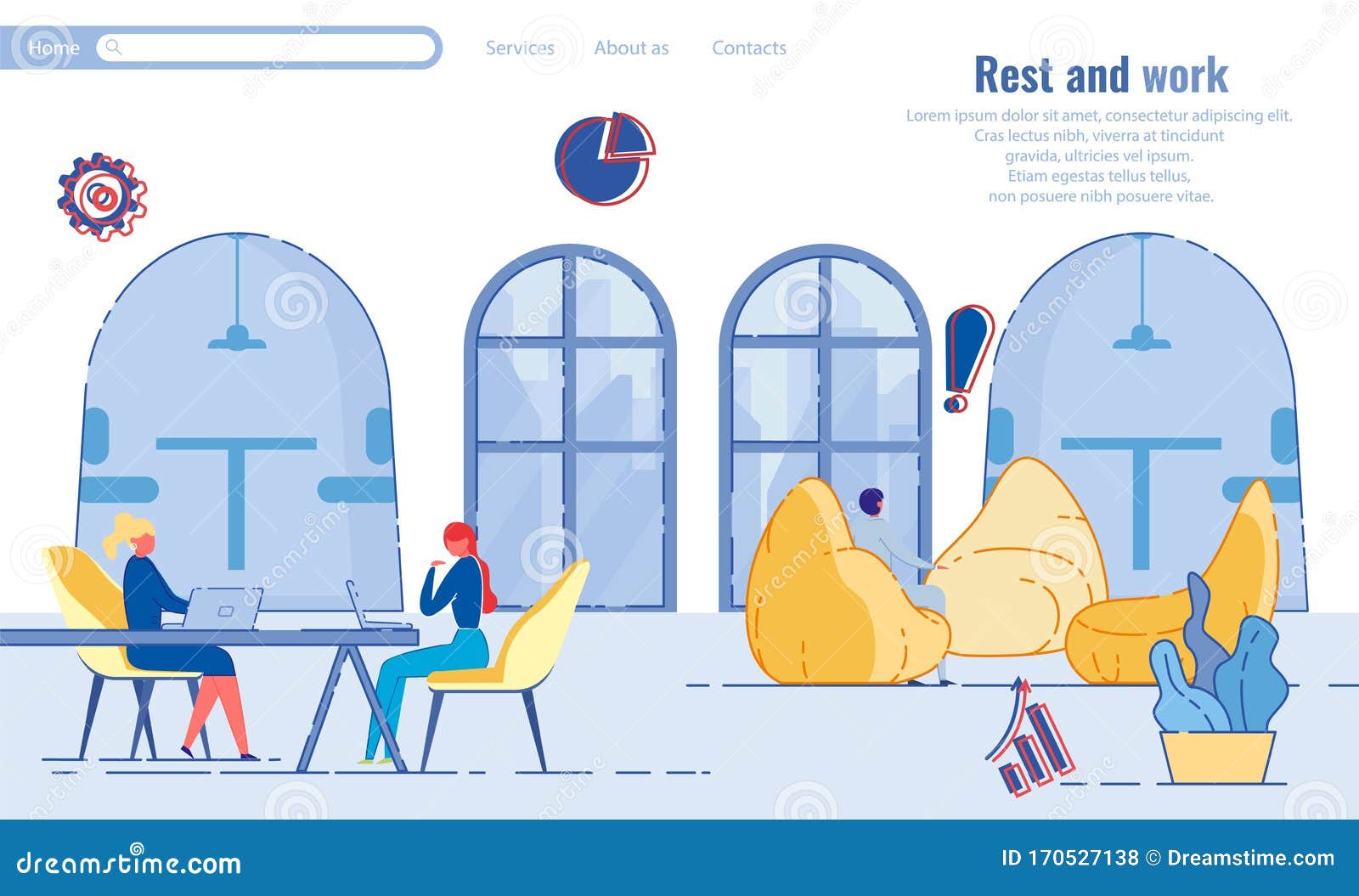 Rest and Work in Cozy Office with Sitting Area. Stock Vector ...