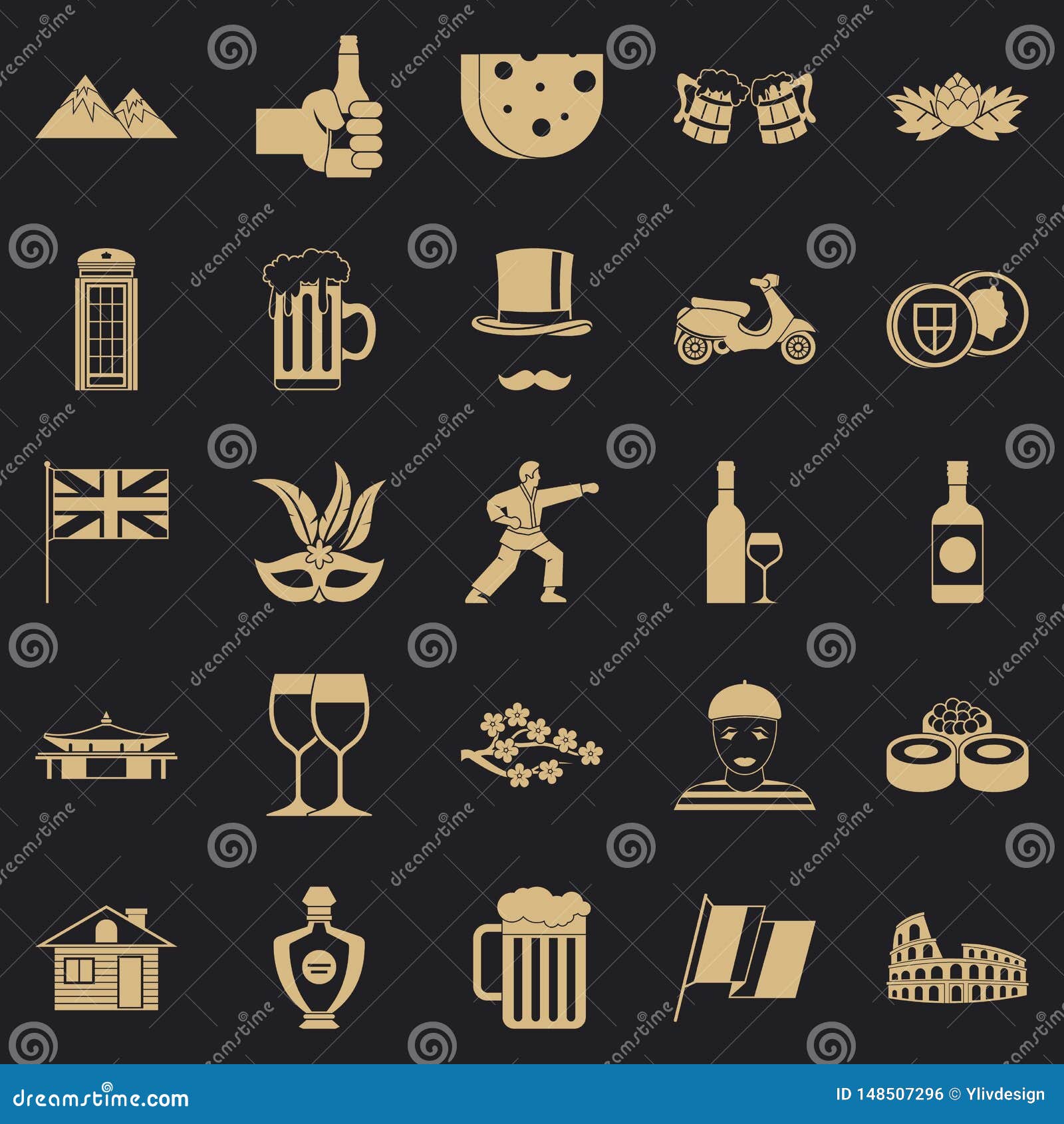 Rest Zone Icons Set, Simple Style Stock Vector - Illustration of ...