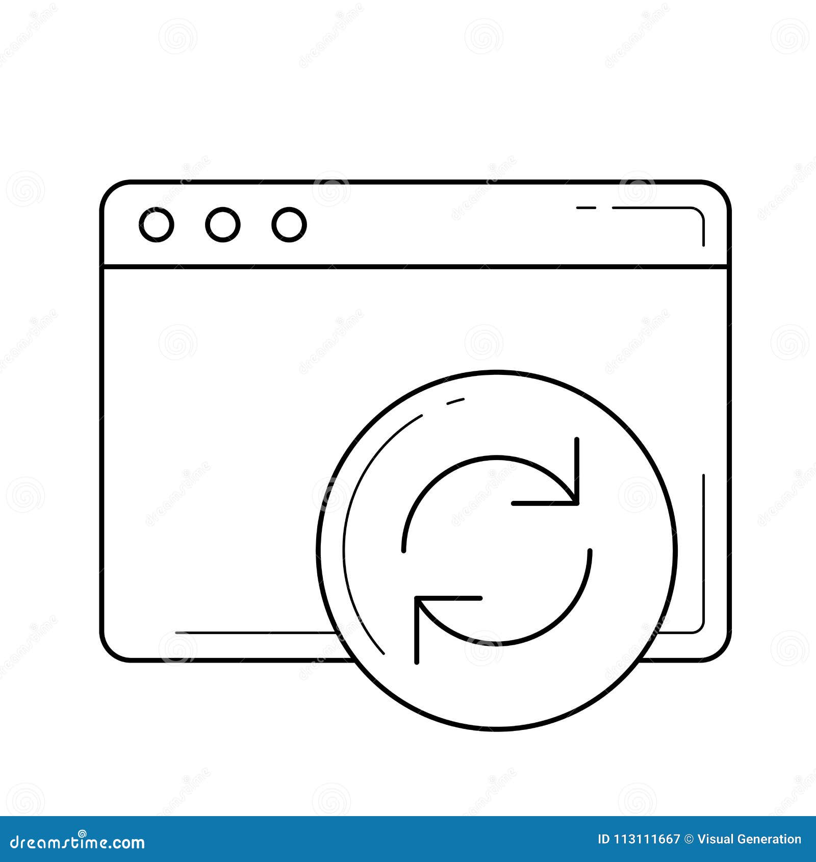 Restart button line icon. stock vector. Illustration of graphic - 113111667