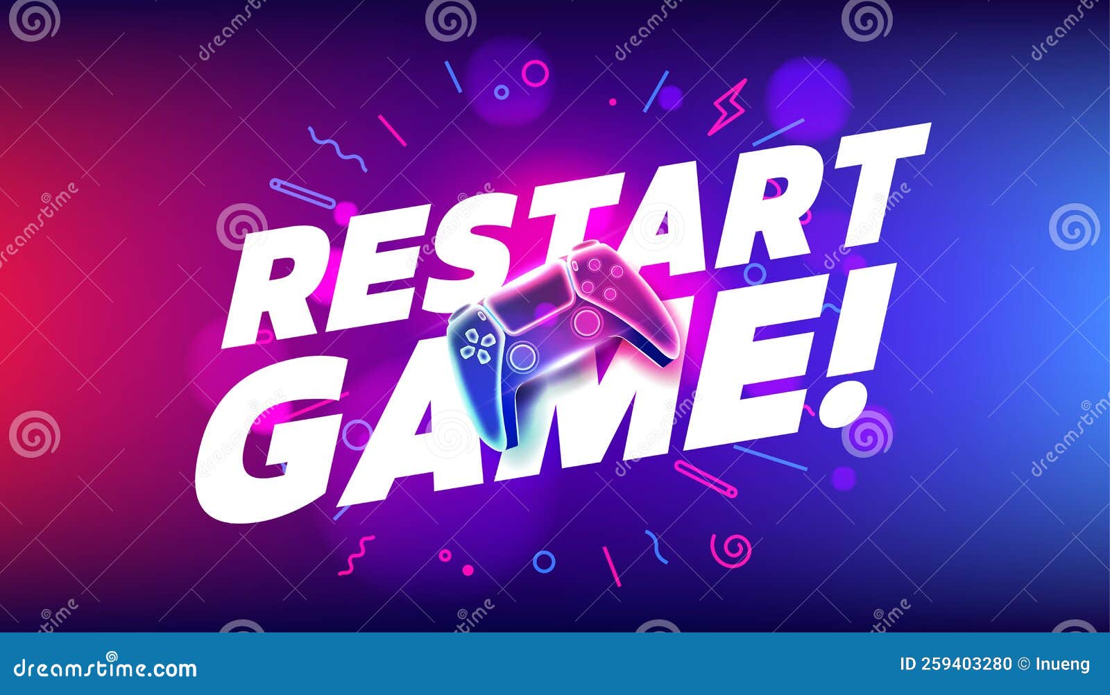 Neon Console Gamepad On Black Background. 3d Illustration Of Gaming ...