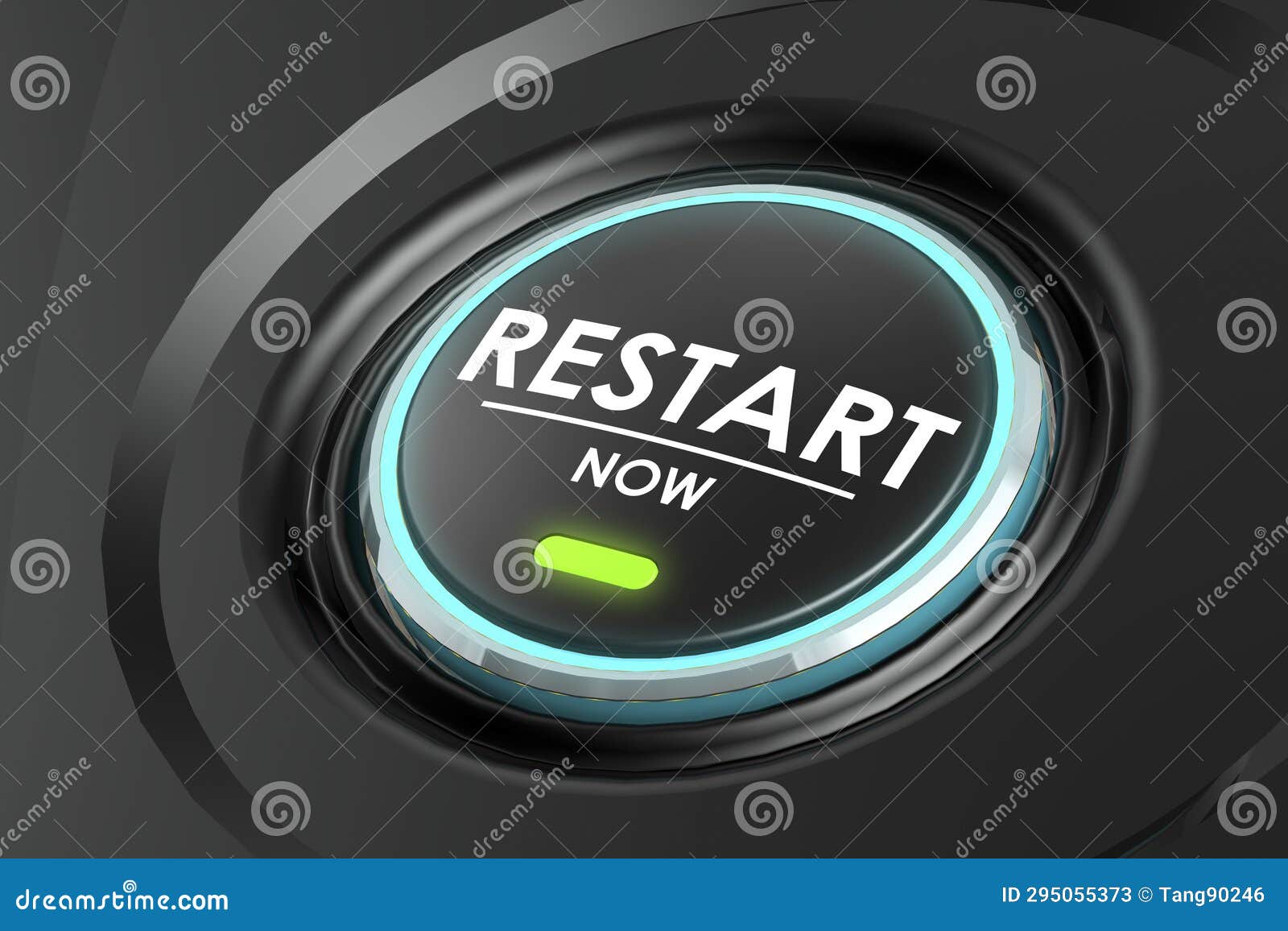 Restart Now Word on Black Button Stock Illustration - Illustration of ...