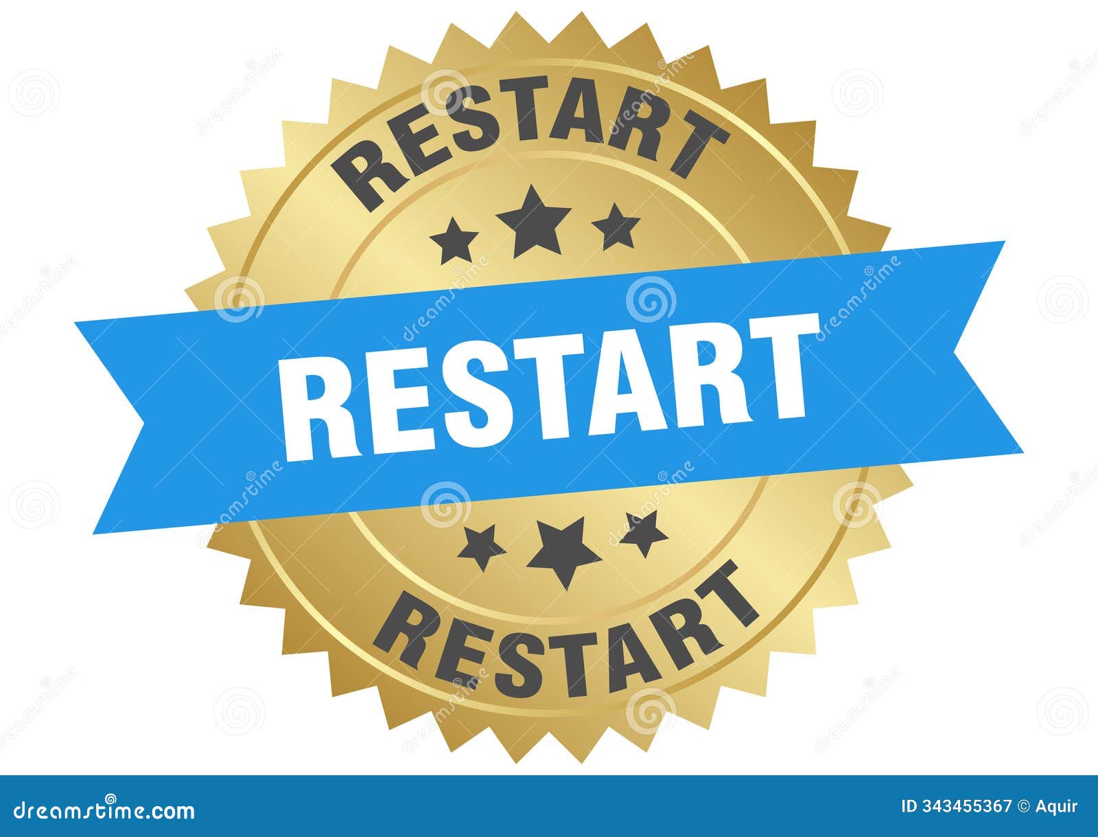 Restart. Restart Round Blue and Gold Label Isolated on Transparent ...