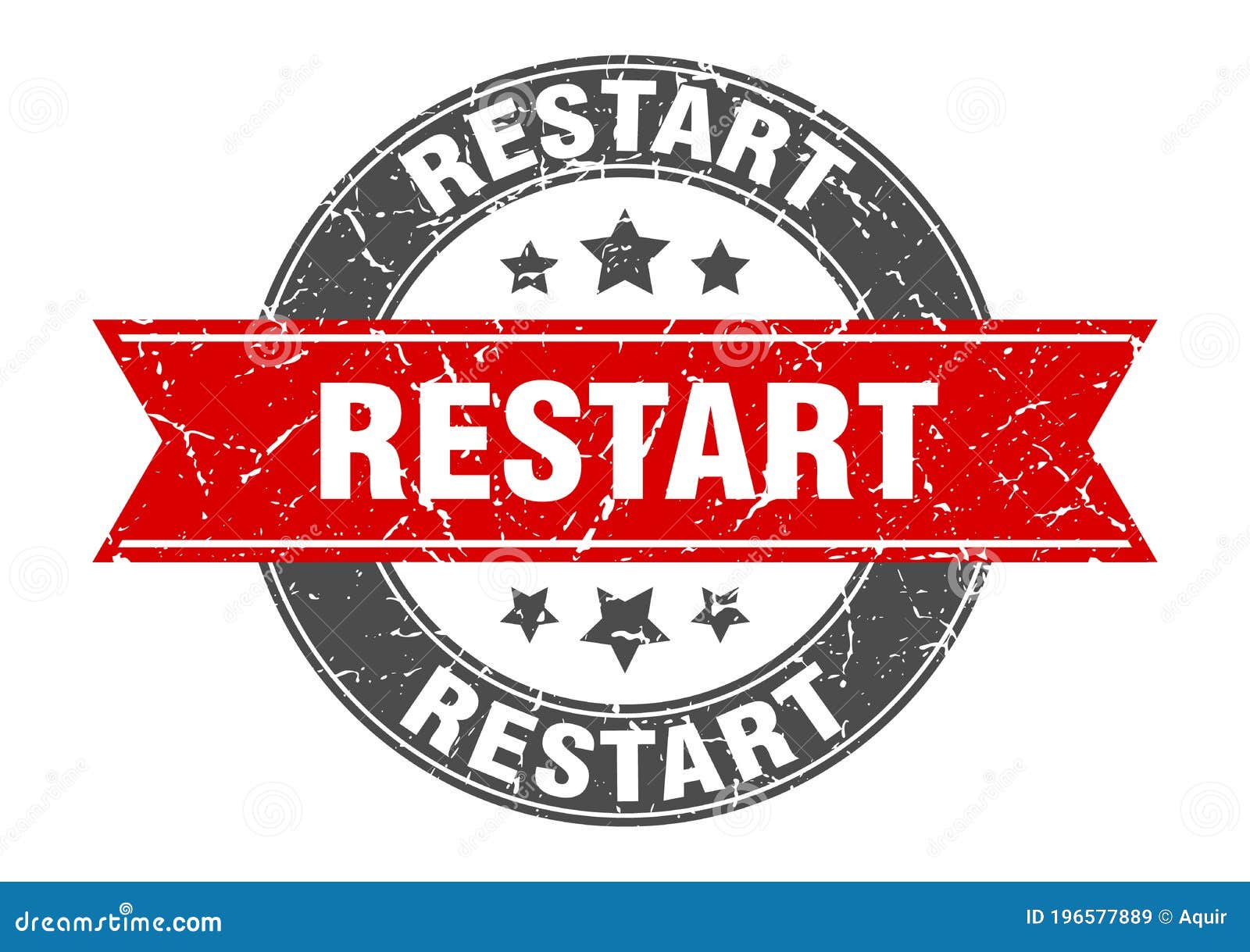 Restart Round Stamp with Ribbon. Label Sign Stock Vector - Illustration ...