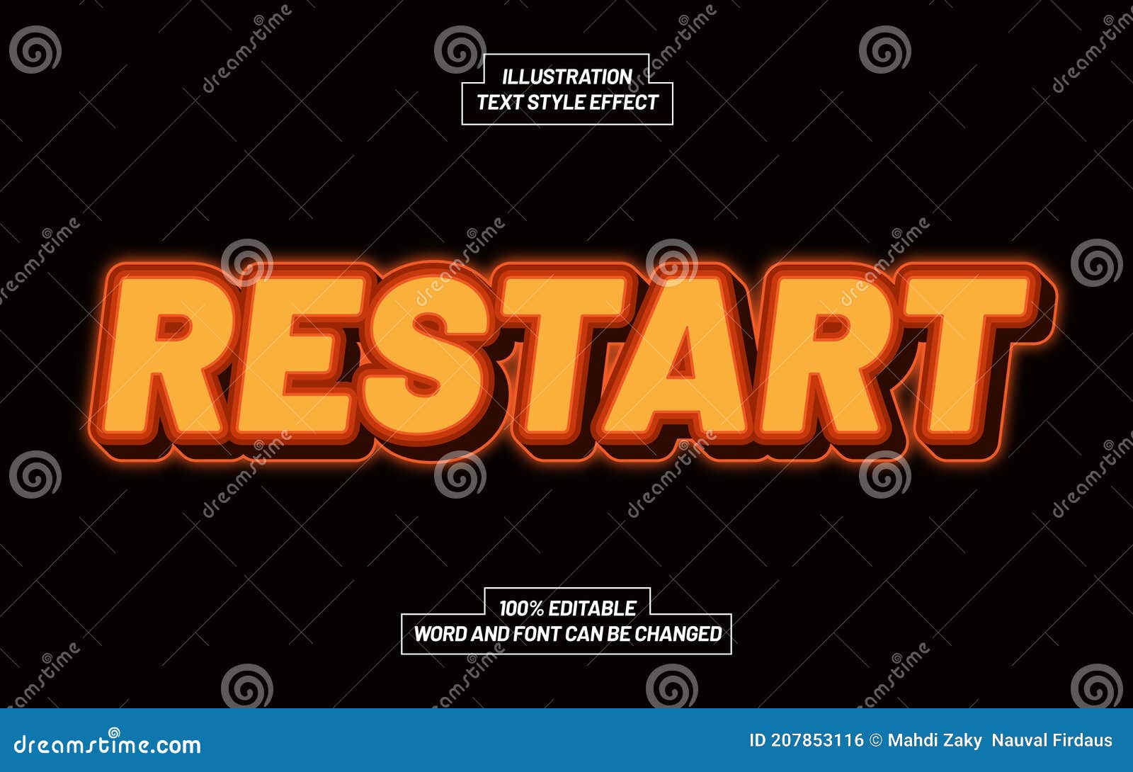 Restart Orange Text Style Effect Stock Vector - Illustration of header ...