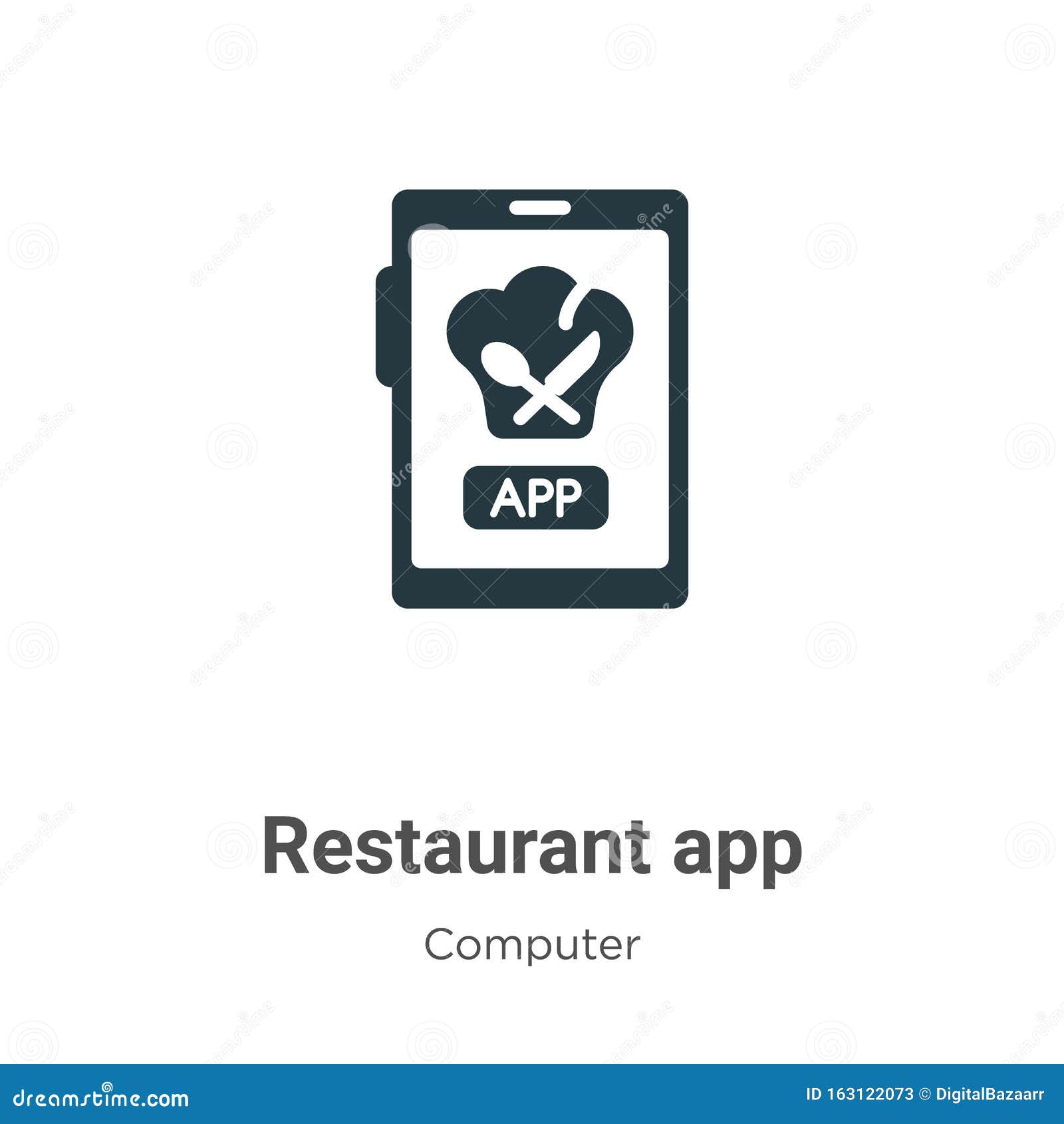 Restaurant App Vector Icon on White Background. Flat Vector Restaurant ...