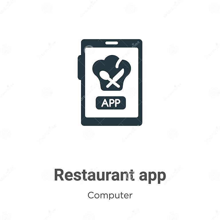 Restaurant App Vector Icon on White Background. Flat Vector Restaurant ...