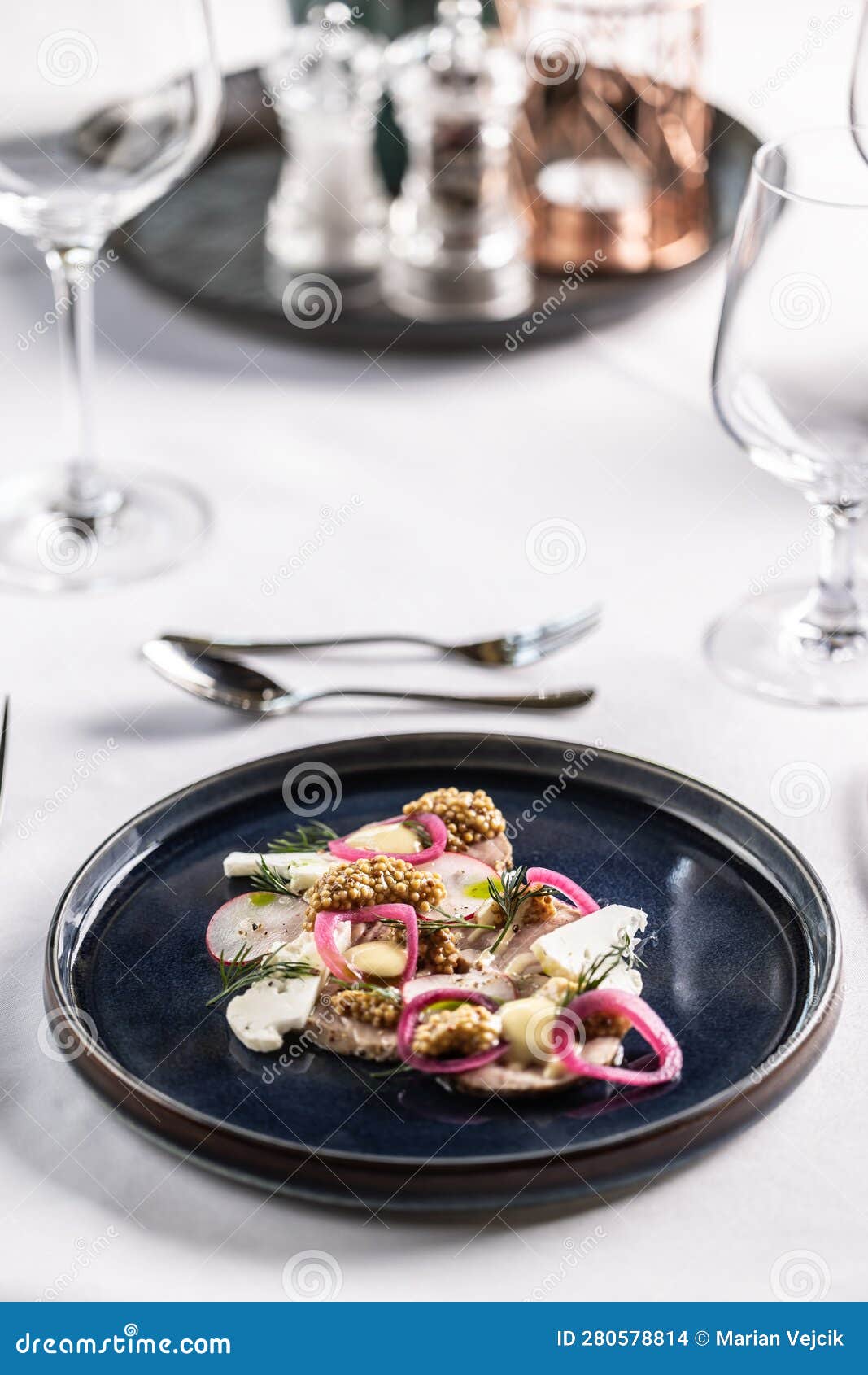 Restaurant Appetizer with Duck or Goose Liver Pate with Vegetable ...