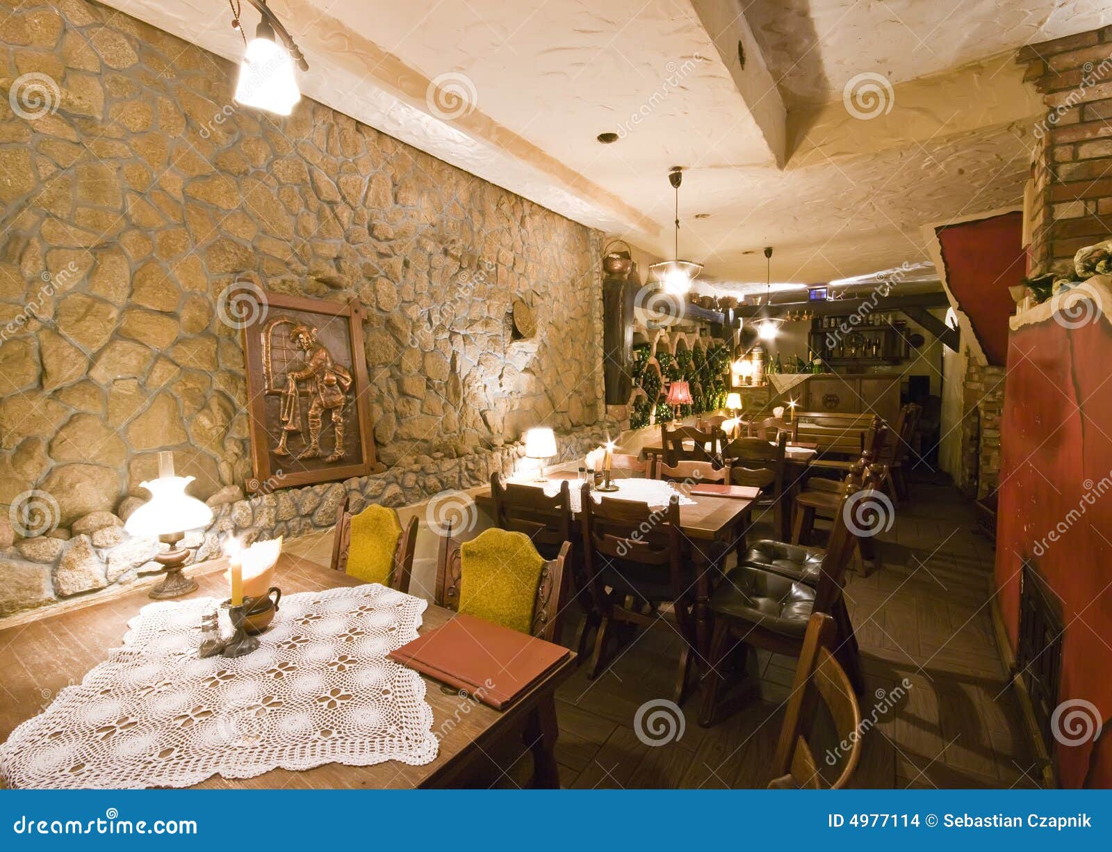 Restaurant in basement stock photo. Image of lamps, style - 4977114
