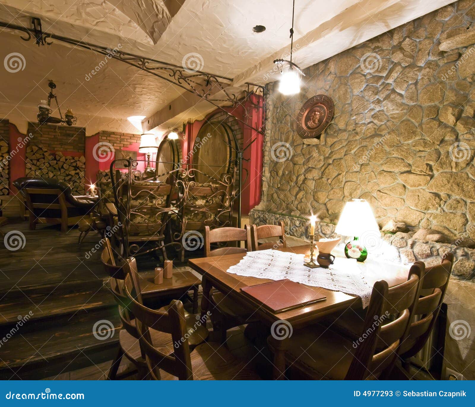 Restaurant in basement stock image. Image of walls, wooden - 4977293