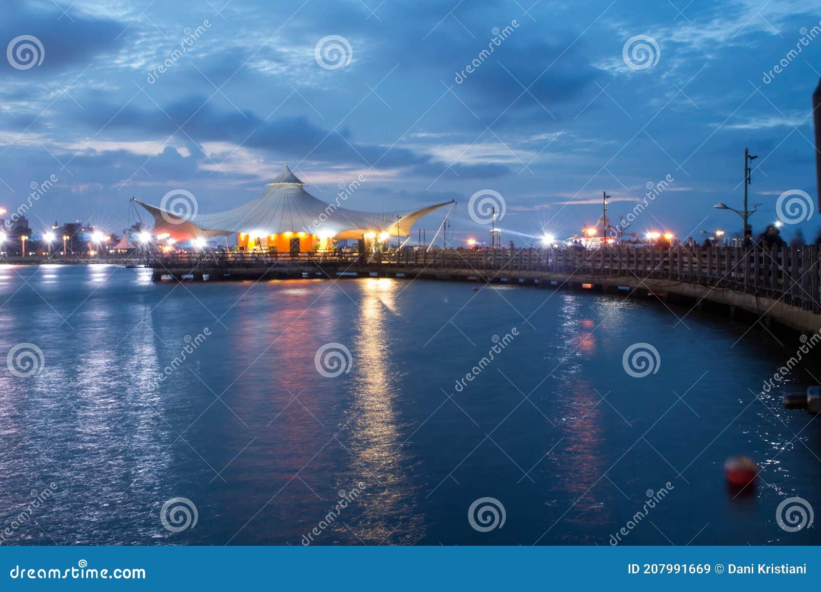 Restaurant in the Beach with Bridge As Entrance Way Stock Image - Image ...