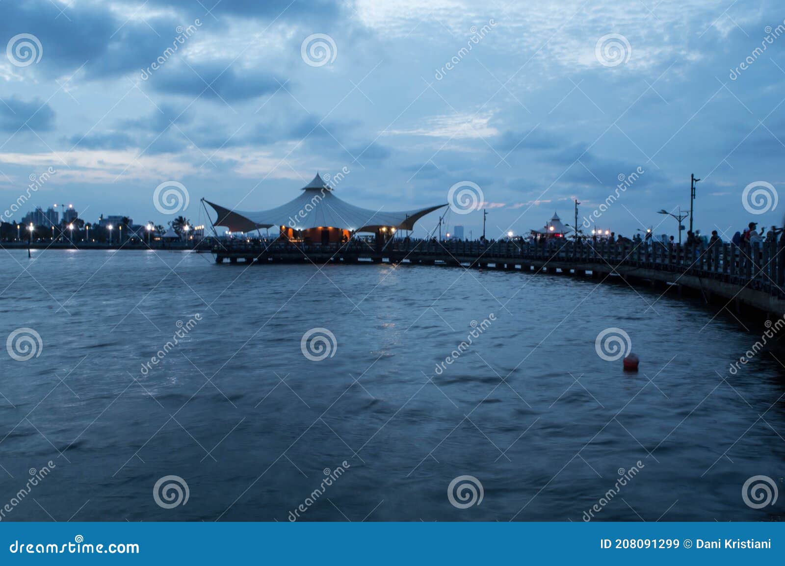 Restaurant in the Beach with Bridge As Entrance Way Stock Image - Image ...