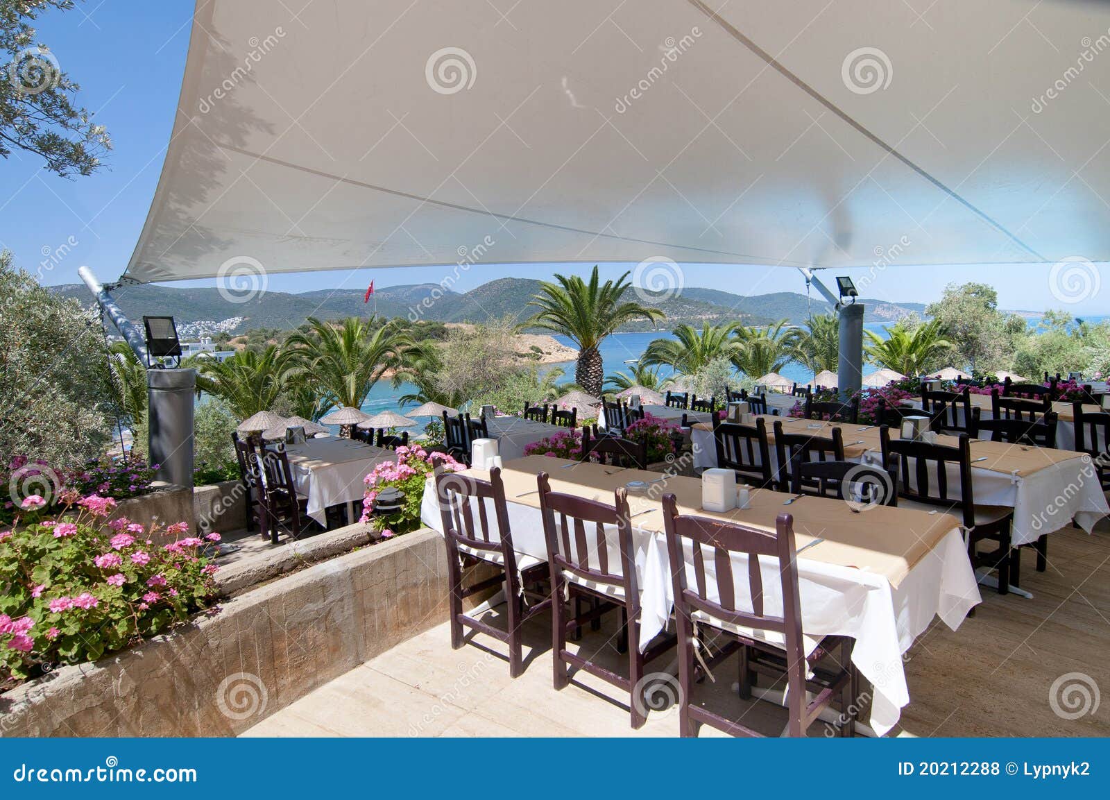Restaurant and Beautiful Sea View. Stock Photo - Image of fence ...
