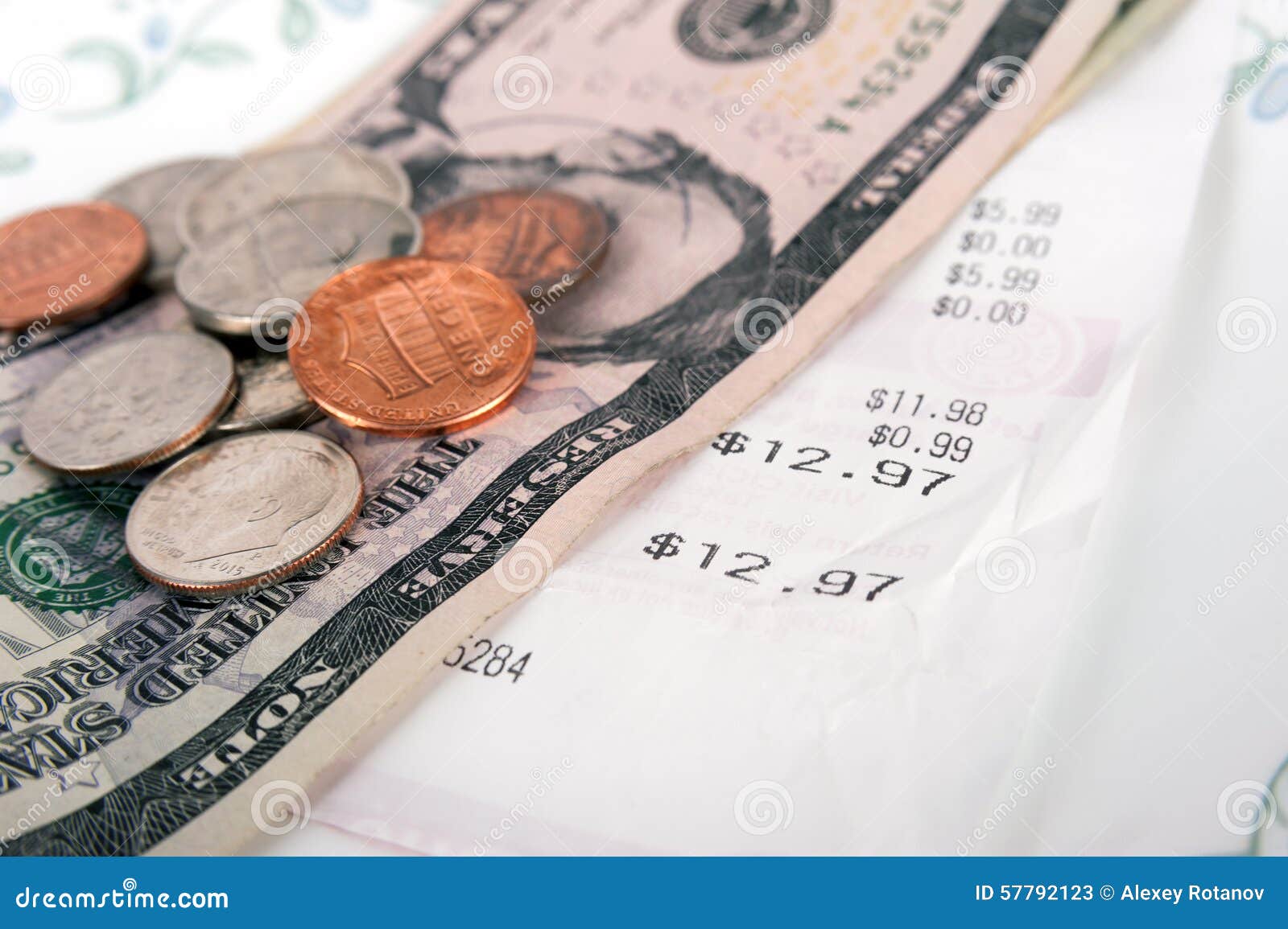 Restaurant Bill with Dollar Bills (tips) on a Plate Stock Image - Image ...