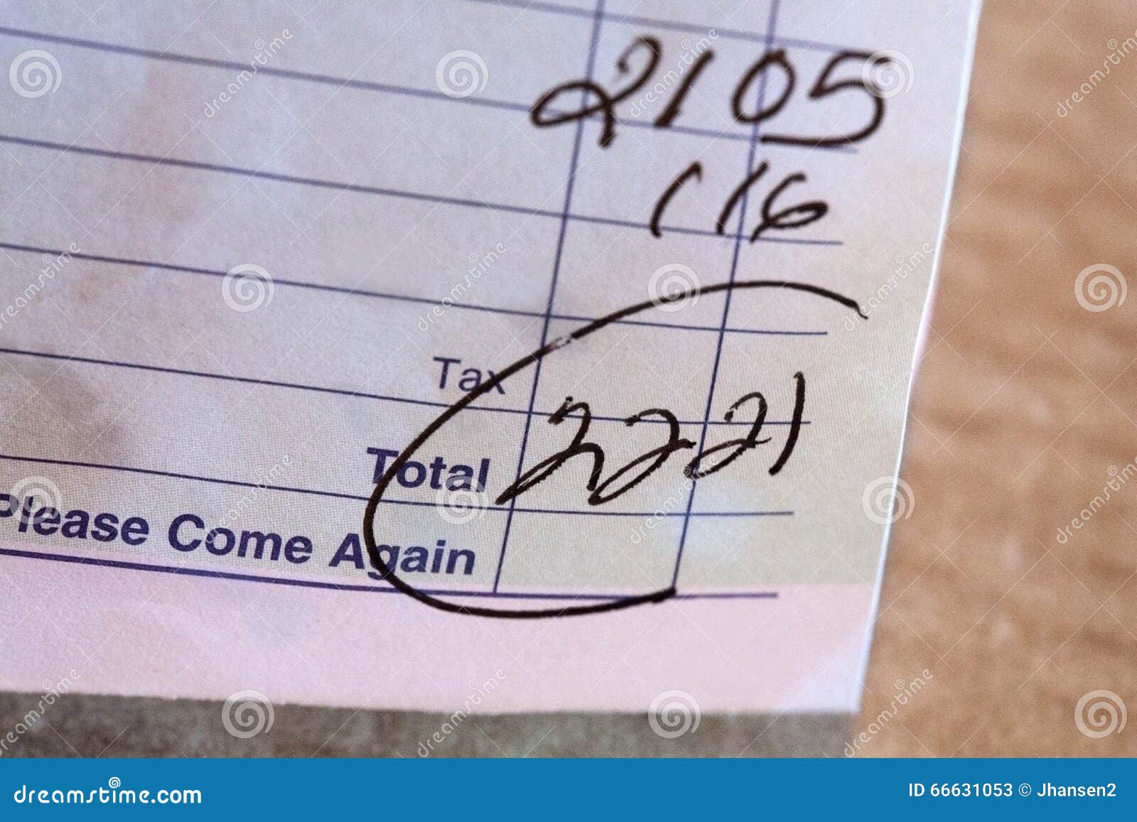 Restaurant Bill Total stock image. Image of isolated - 66631053