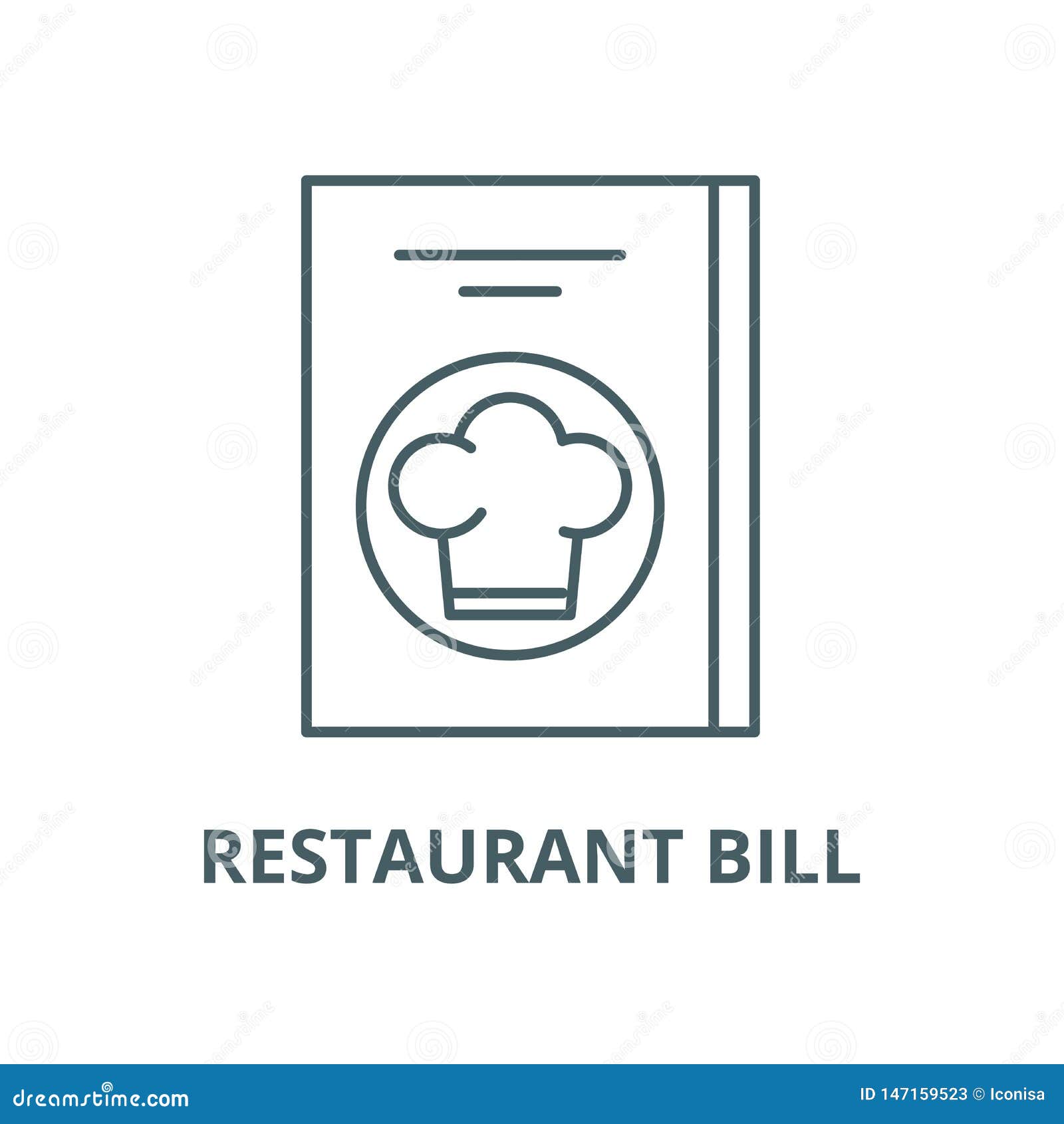 Restaurant Bill Vector Line Icon, Linear Concept, Outline Sign, Symbol ...