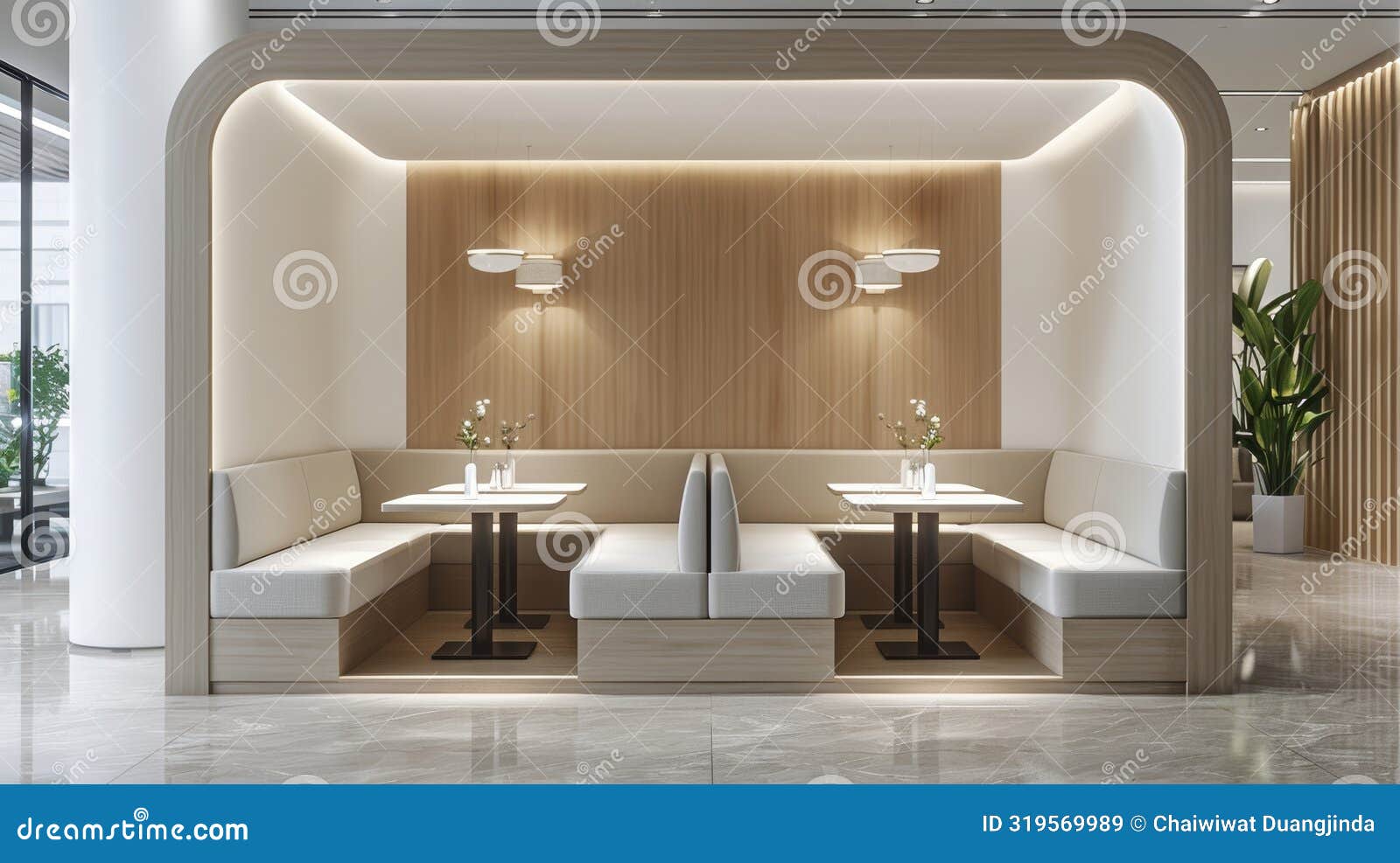 Restaurant Booth, Minimalist Design AI Generated Stock Illustration ...