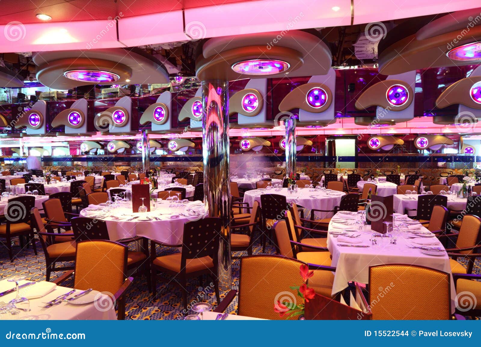 Restaurant with Bright Interior General View Stock Photo - Image of ...