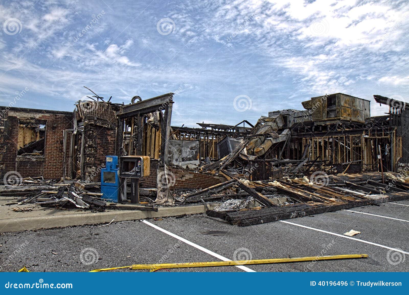 Restaurant Burnt-down stock photo. Image of black, charred - 40196496