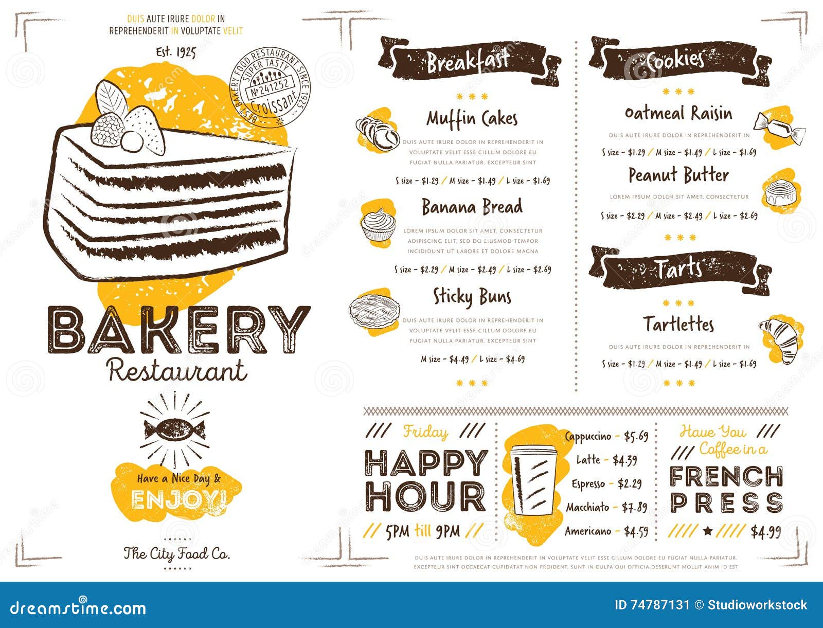 Restaurant Cafe Bakery Menu Template Stock Vector - Illustration of ...