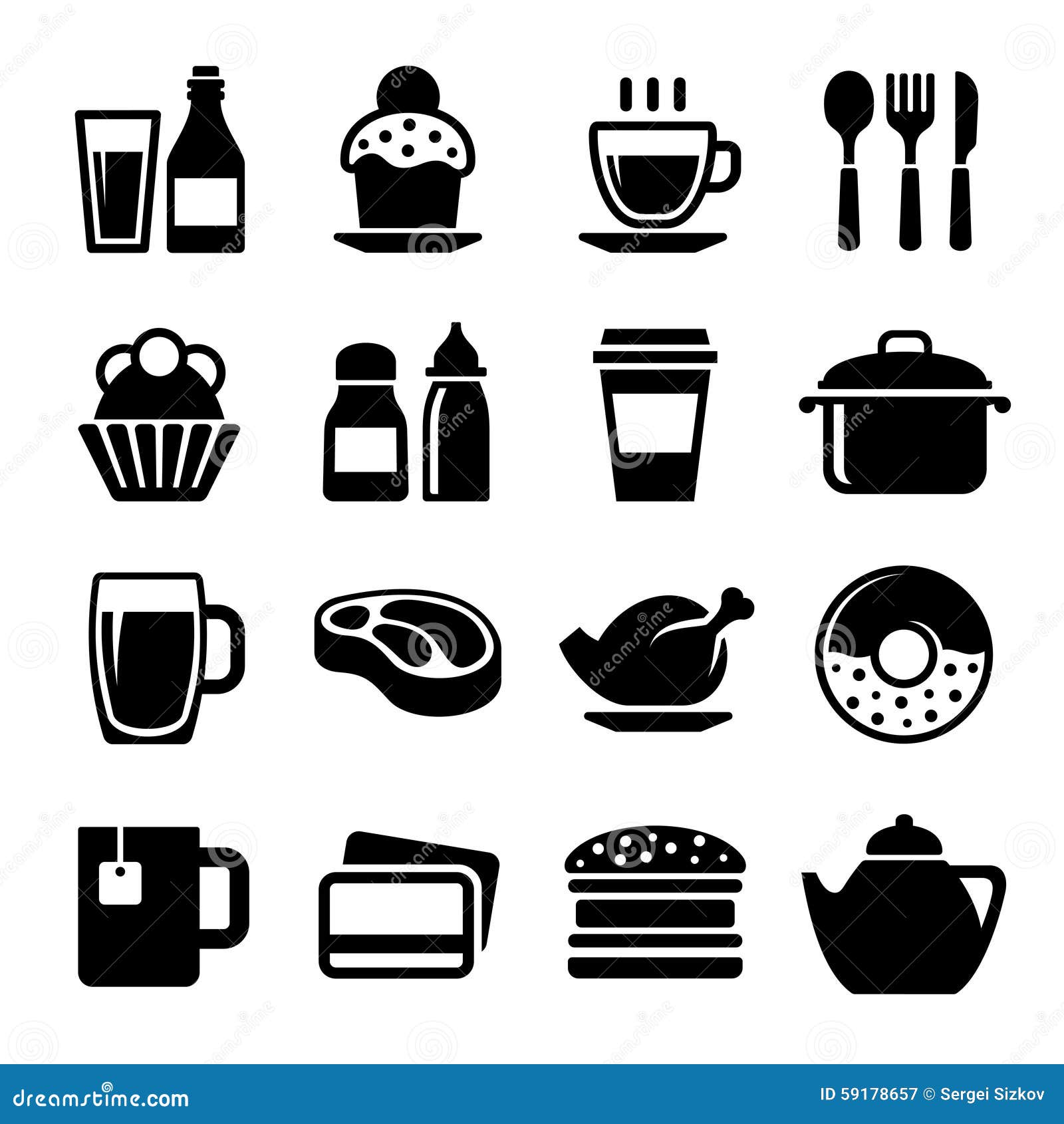 Restaurant and Cafe Food Drink Icon Set. Vector Stock Vector ...