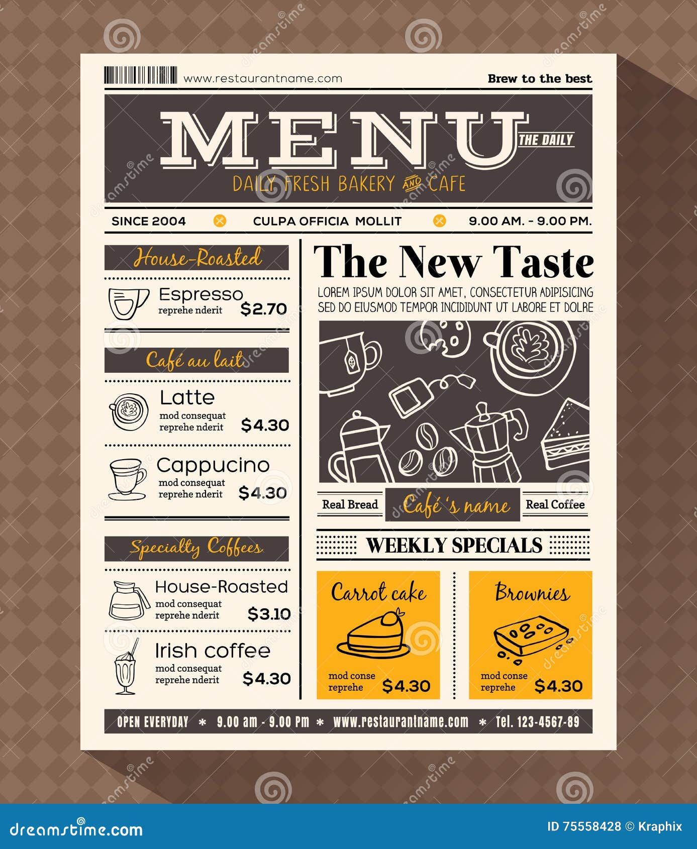 Restaurant Cafe Menu Design Template Stock Illustrations – 60,239 ...