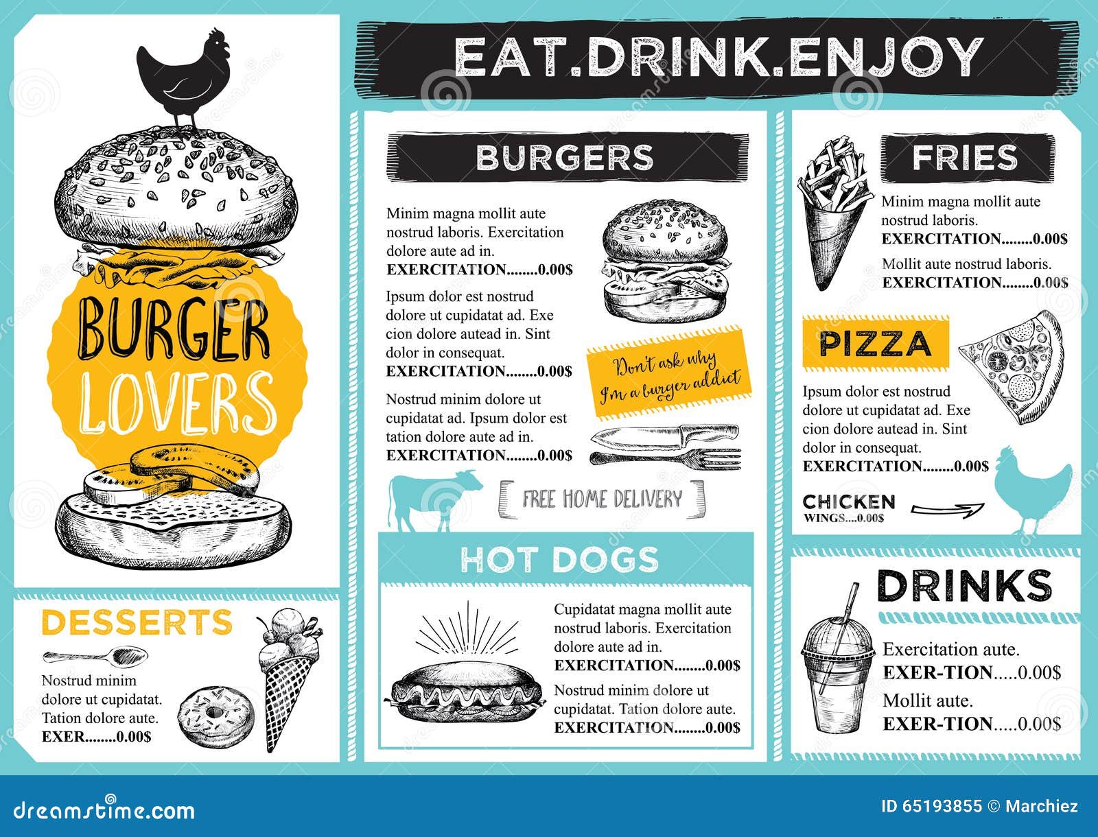 Restaurant Cafe Menu, Template Design. Stock Vector - Illustration of ...