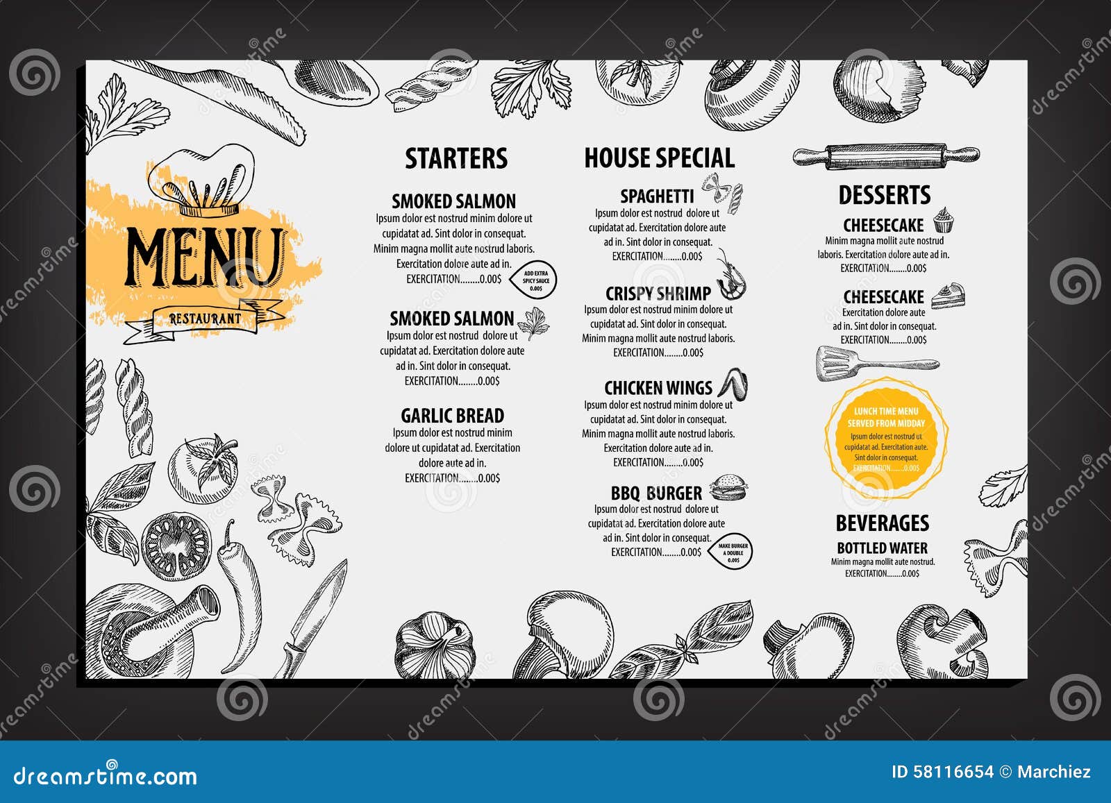 Restaurant Cafe Menu, Template Design. Food Flyer. Stock Vector ...