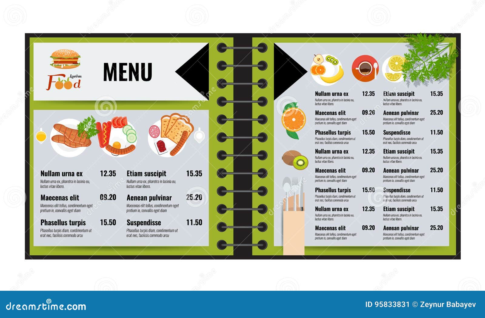 Restaurant or Cafe Menu Vector Design Template Trendy Style Vector ...