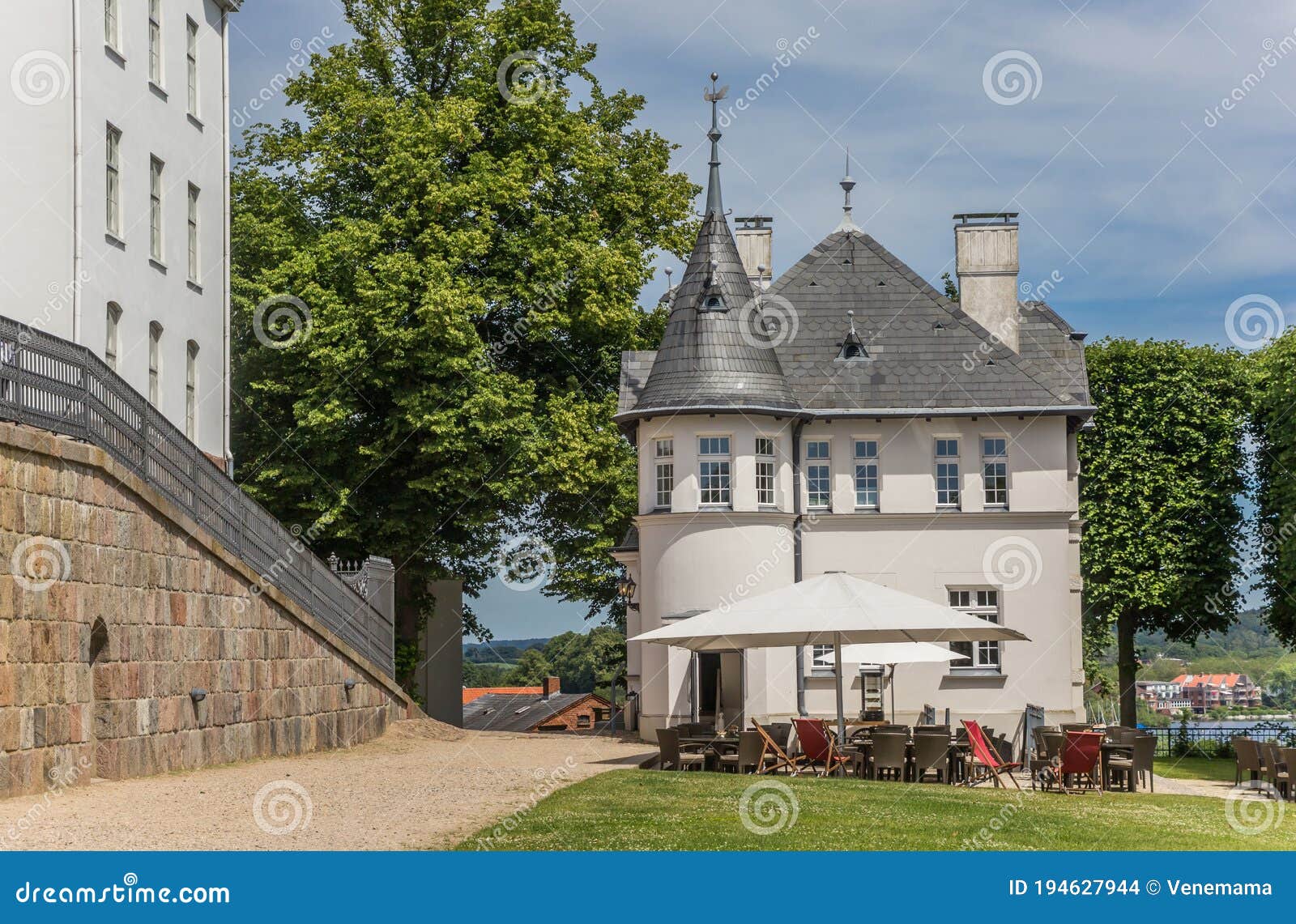 Restaurant and Castle Garden in Plon Stock Photo - Image of germany ...