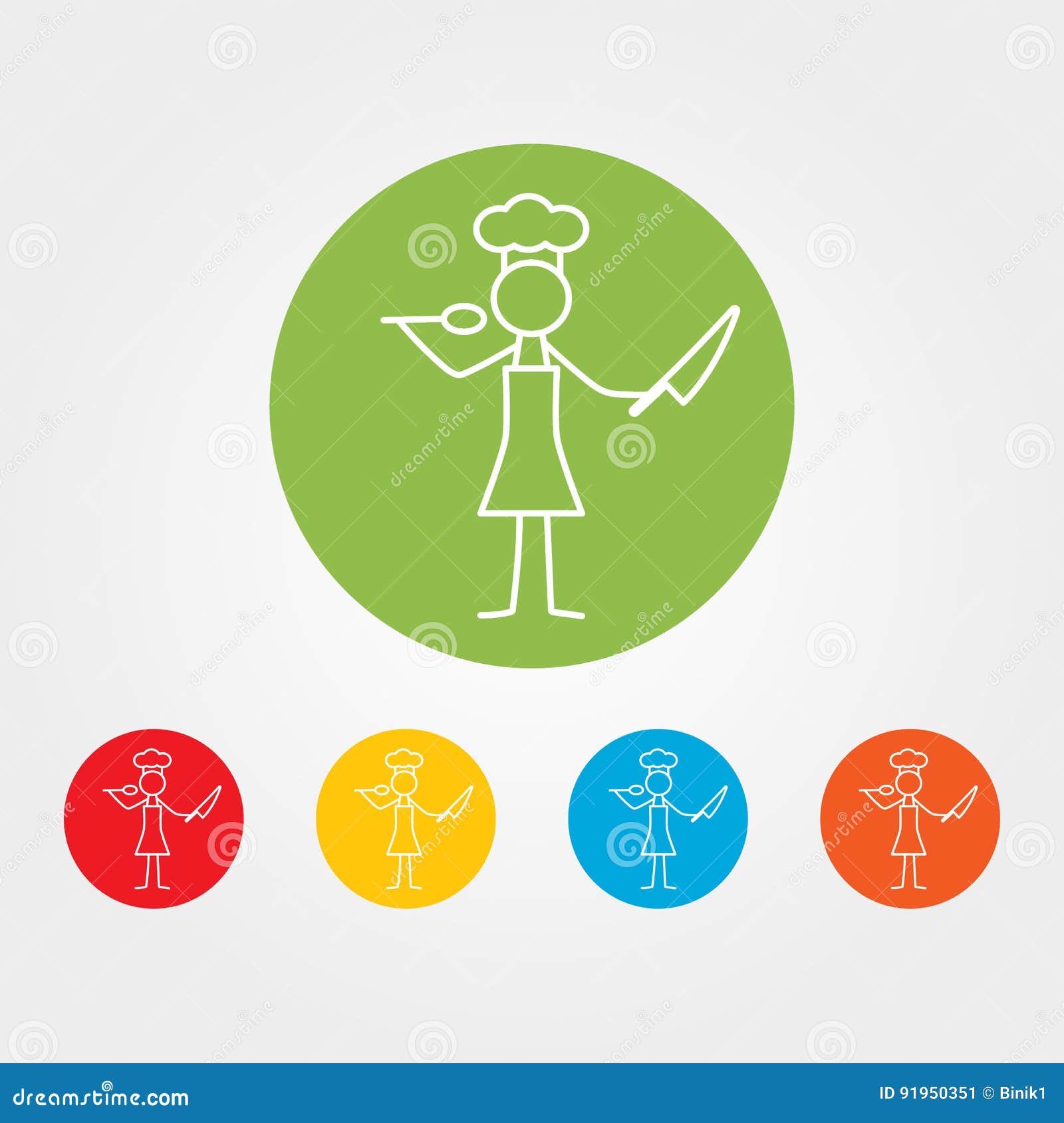 Restaurant Chef, Cook, Waiter Stick Figure Stock Vector - Illustration ...