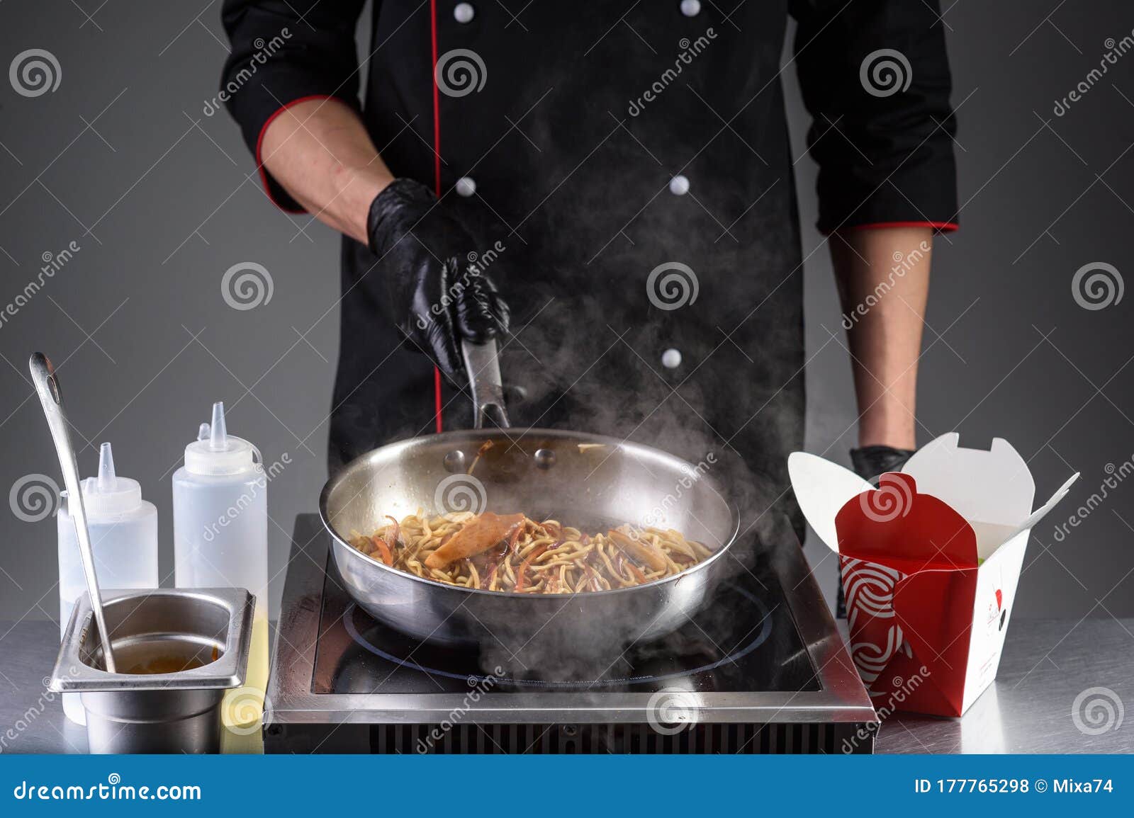Restaurant Chef Cooking Noodles for Website and Menu39 Stock Photo ...