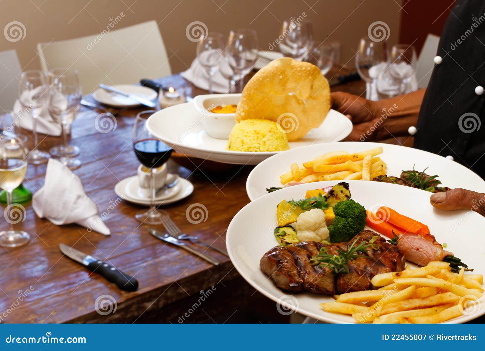 Restaurant Chef Serving Food at a Table Stock Image - Image of meal ...