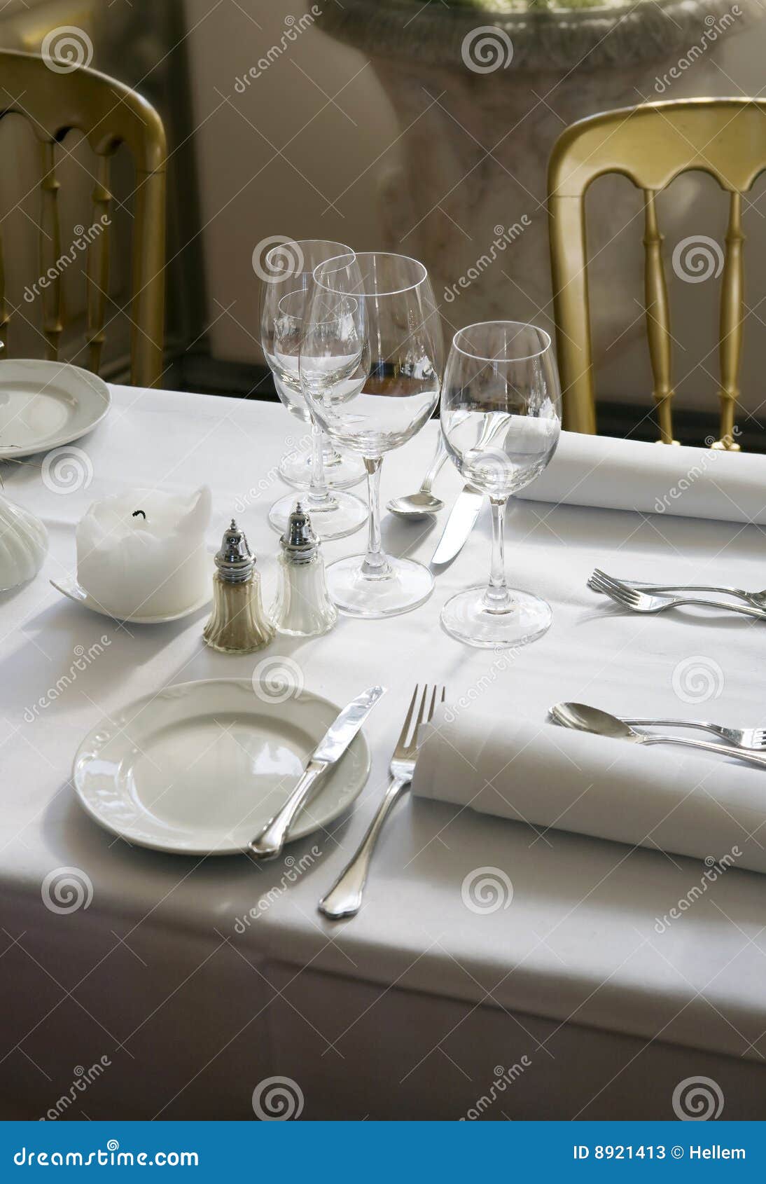 Restaurant - Classic Dinner Table Made Ready Stock Image - Image of ...