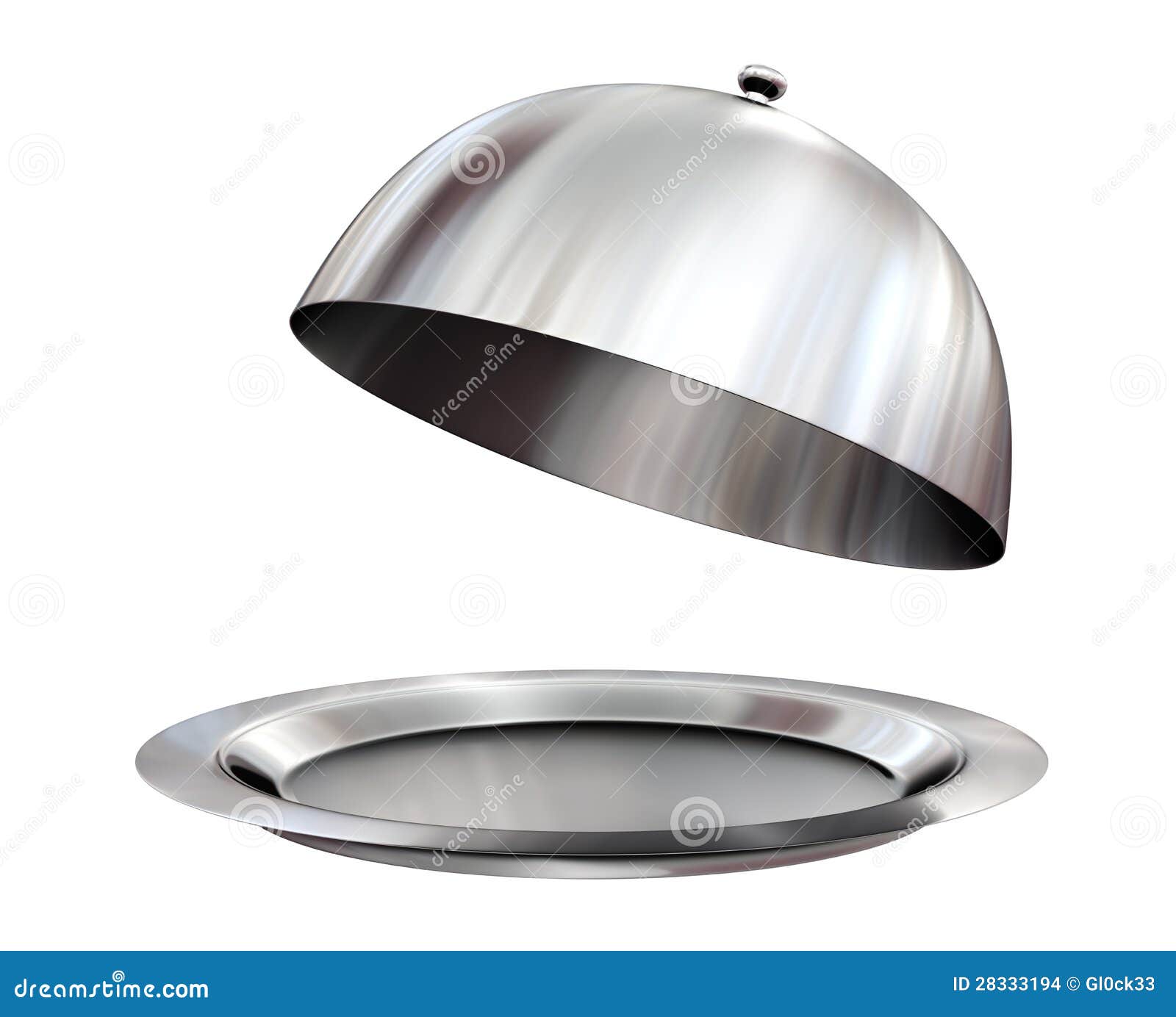 Restaurant Cloche with Open Lid Stock Illustration - Illustration of ...