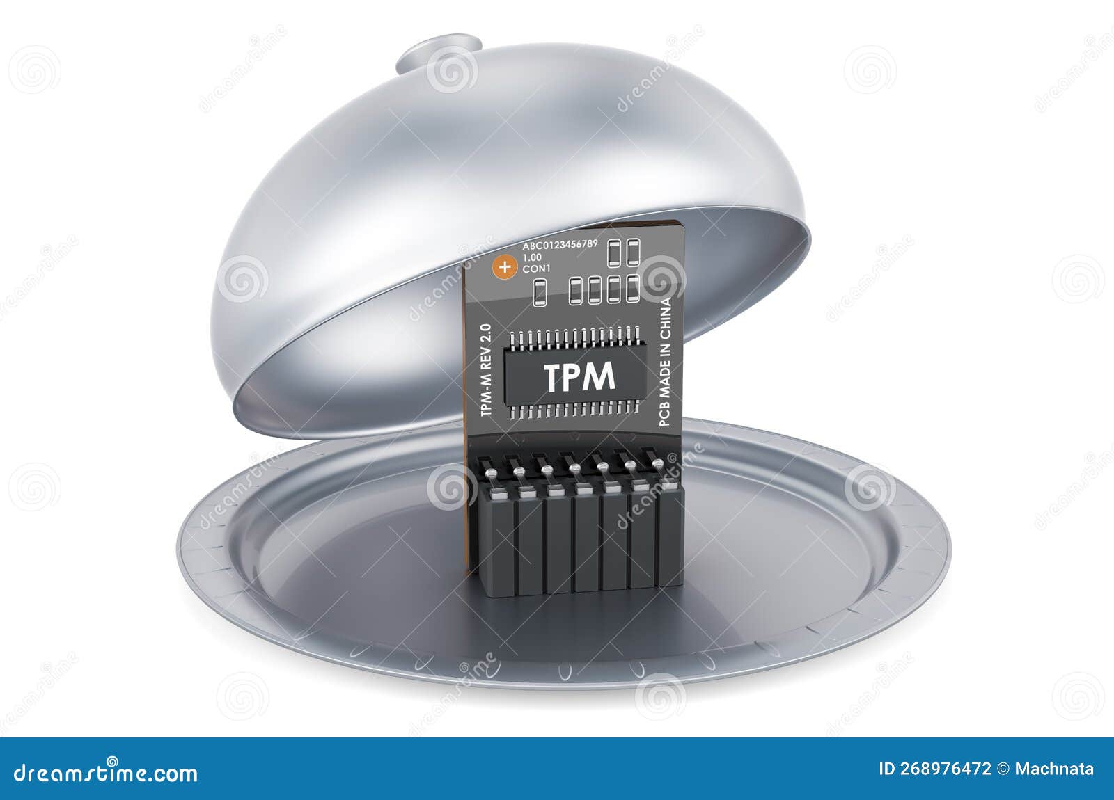 Restaurant Cloche with Trusted Platform Module, TPM. 3D Rendering Stock ...