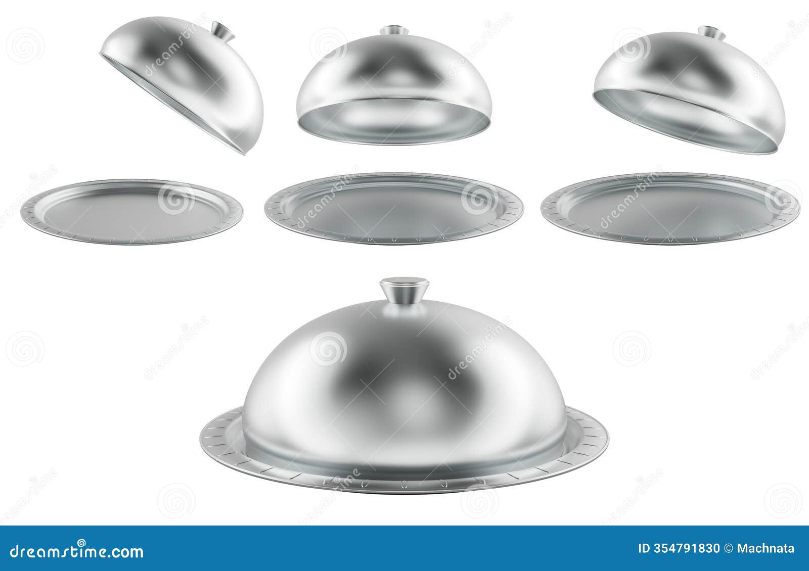 Restaurant Cloches. Empty Opened and Closed Stock Illustration ...