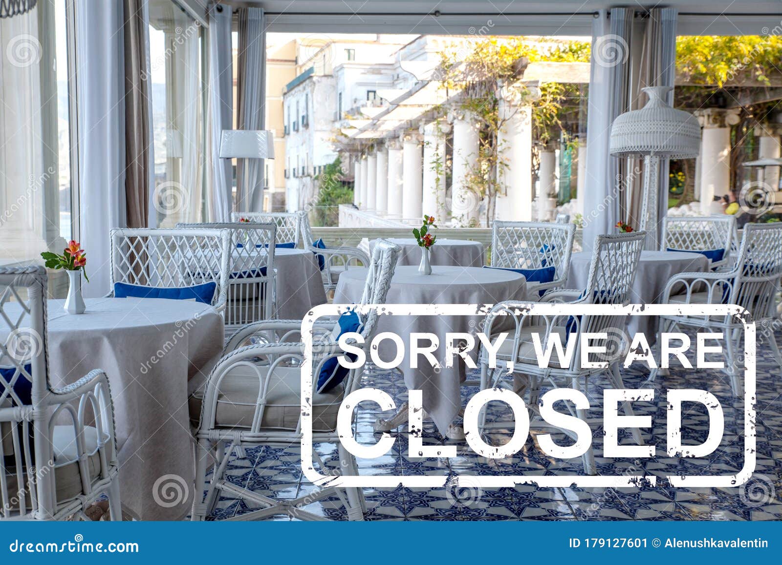 Restaurant Closed Due To Pandemia Covid-19 Stock Image - Image of cafe ...