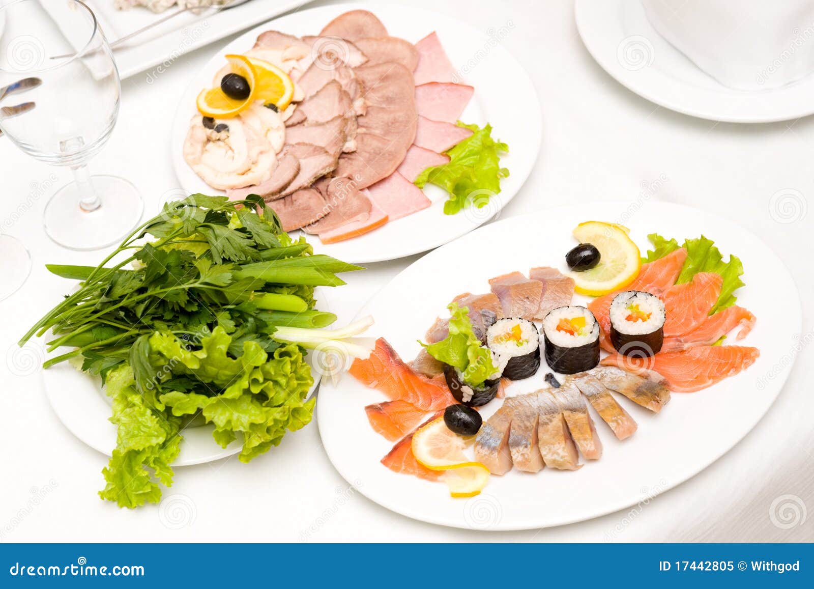 Restaurant cold snacks stock image. Image of white, greenery - 17442805