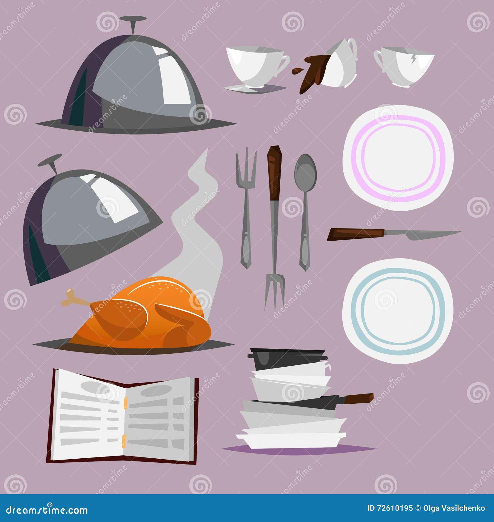 Restaurant Compilation. Isolated Vector Objects Stock Vector ...