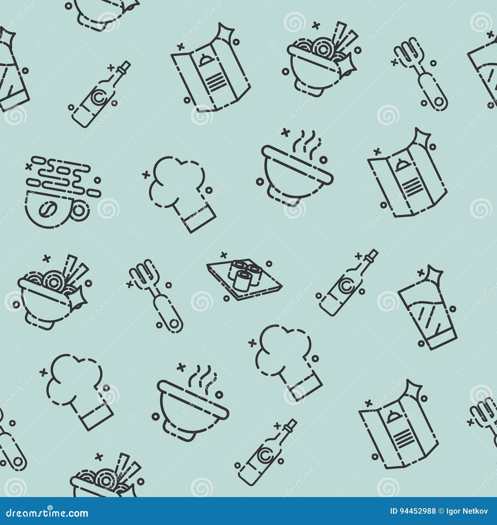 Restaurant Concept Icons Pattern Stock Vector - Illustration of fork ...