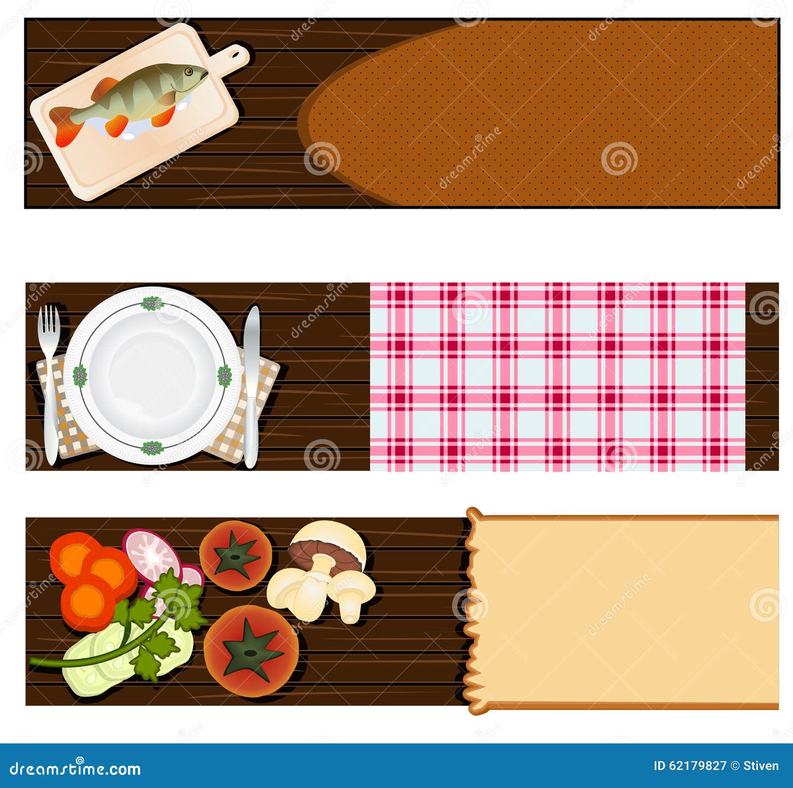 Restaurant or Cooking Banner Set Stock Vector - Illustration of ...